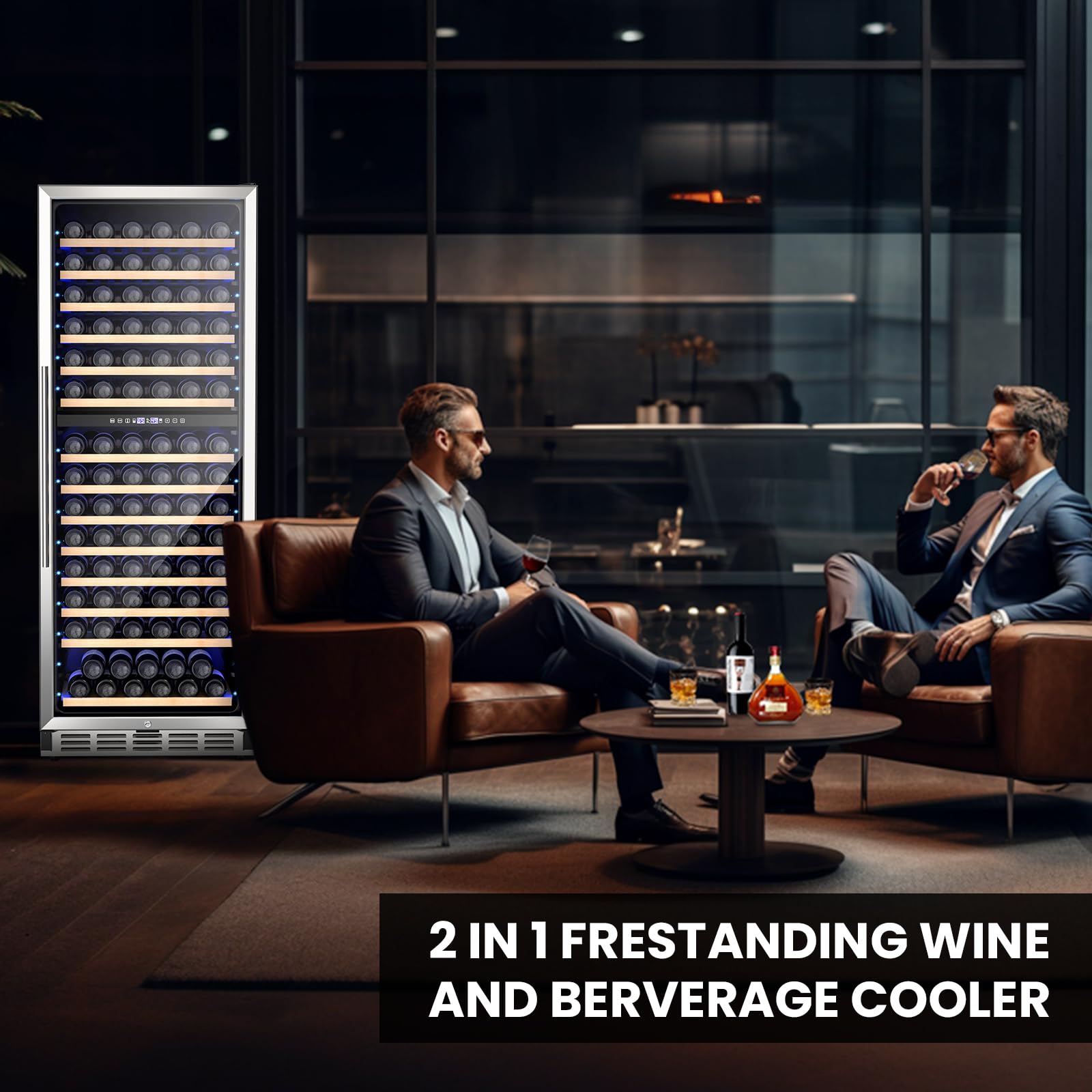Ecojoy 24 Inch Wine Cooler Dual Zone Wine Cabinet, 154 Bottles ...