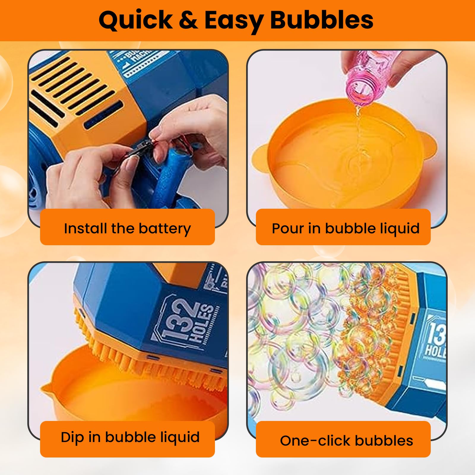 Pro Deals Bubble Machine Gun 132 Holes Bubble Blower | Rocket Launcher ...