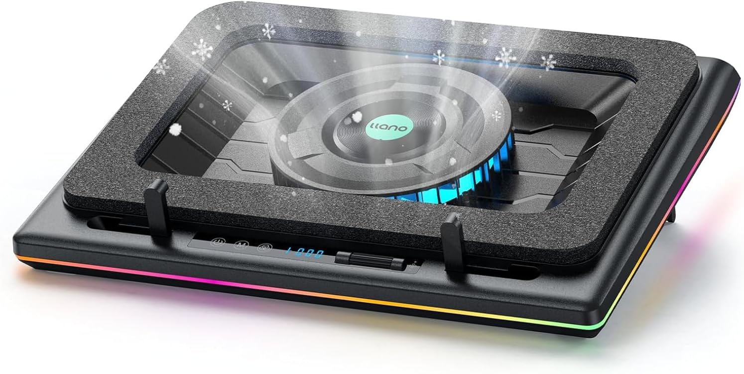 Laptop Cooling Pad with Powerful Turbo Fan, Continuously Variable RGB ...