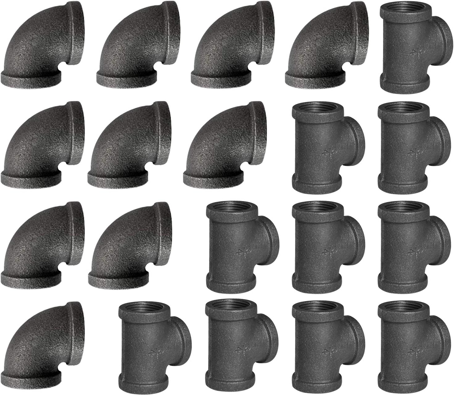 Amazon.com: Home TZH 1/2" Pipe Fitting Tee & Elbow, 20 Pack Threaded ...