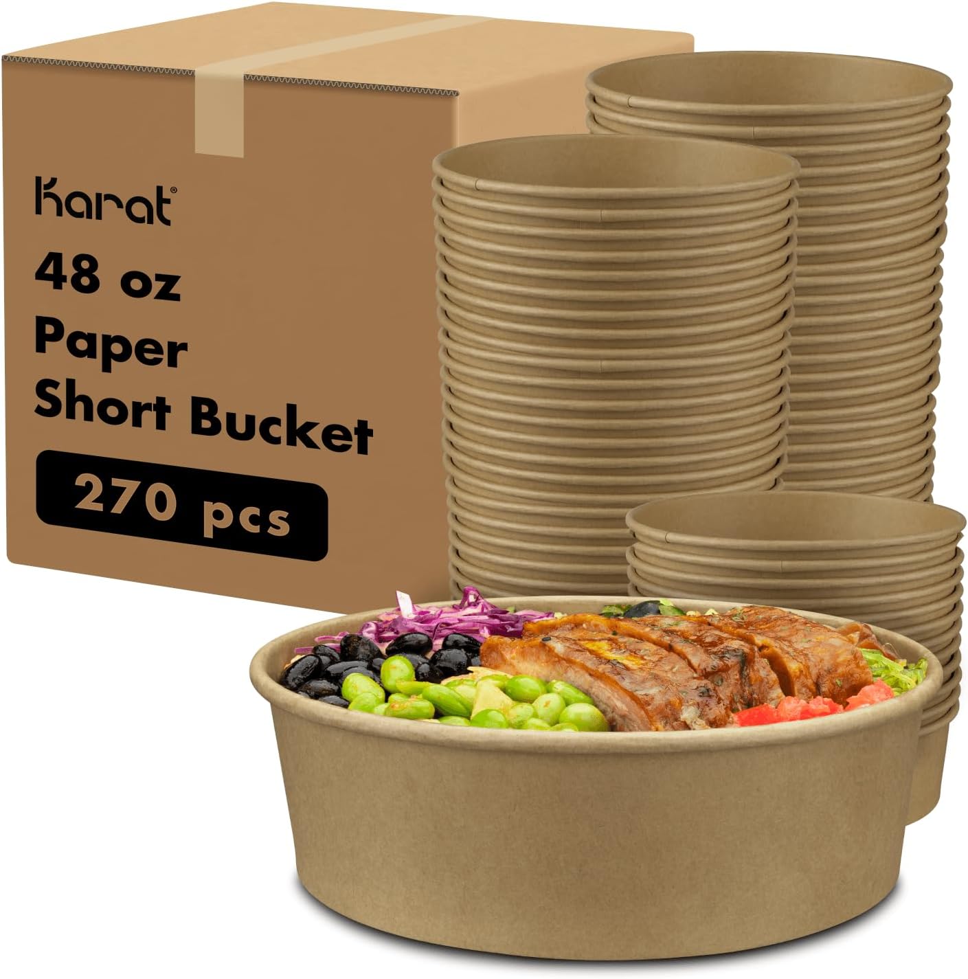 Amazon.com: Karat Leak-Resistant Paper Short Bucket - Ideal for Hot ...