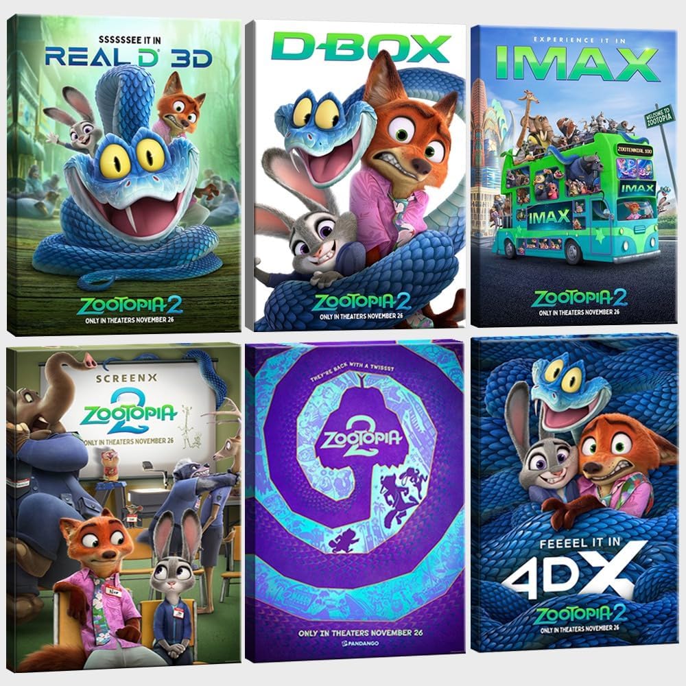 Amazon.com: 6PC Framed Animal Zootopia 2 Poster For Fans Kids Room ...