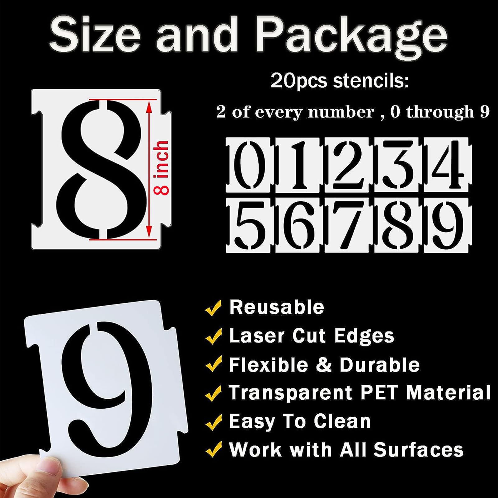 Snapklik.com : YEAJON 8 Inch Curb Stencil Kit 0-9 Address Number Stencils