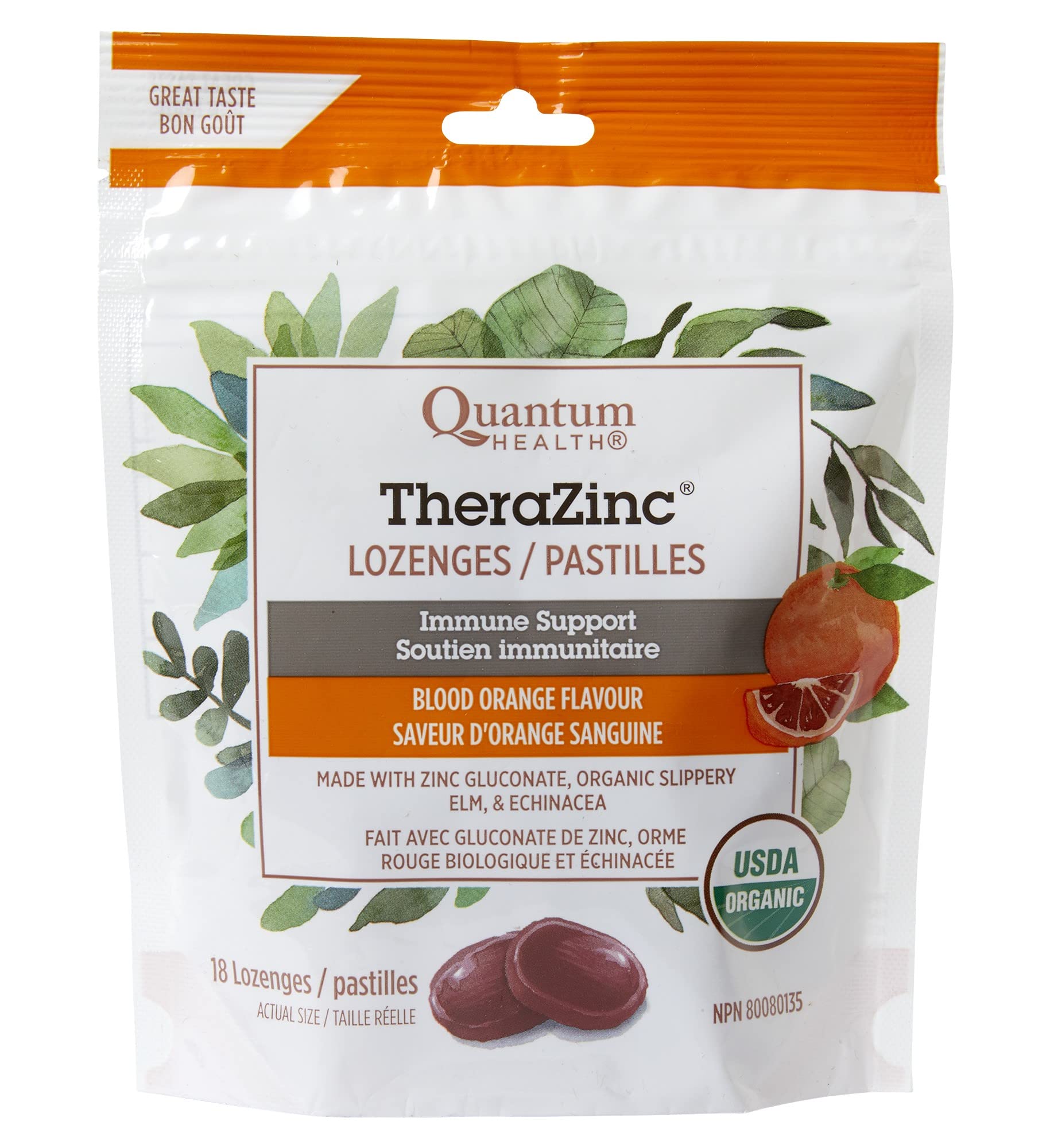 Quantum Health Therazinc Blood Orange Lozenges, Immune Support In Tasty ...