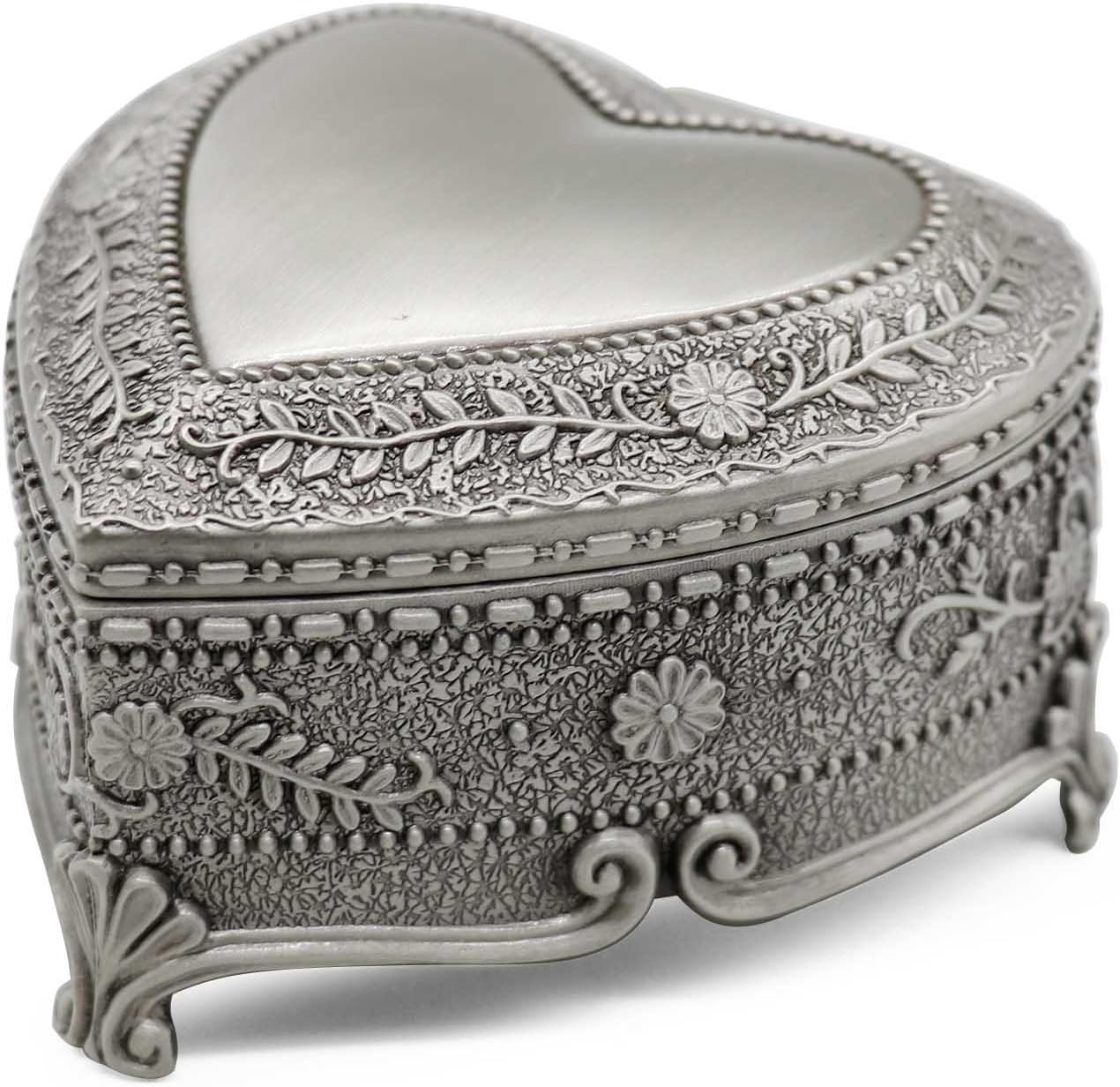 Amazon.com: TANG SONG 2 Packs Small Metal Heart Shape Jewelry Box ...