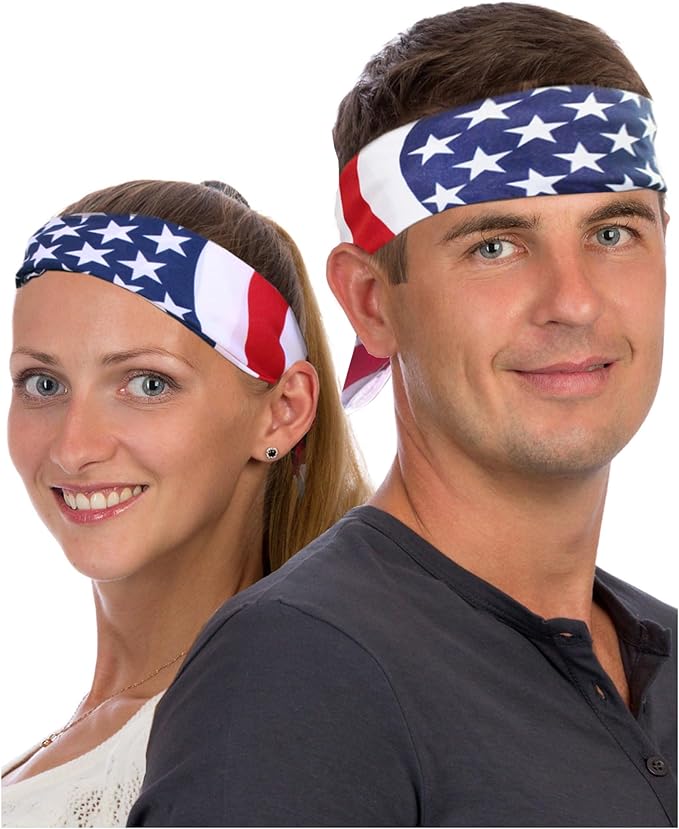 Amazon.com: Costume Adventure American Flag Bandana Headband Men's ...