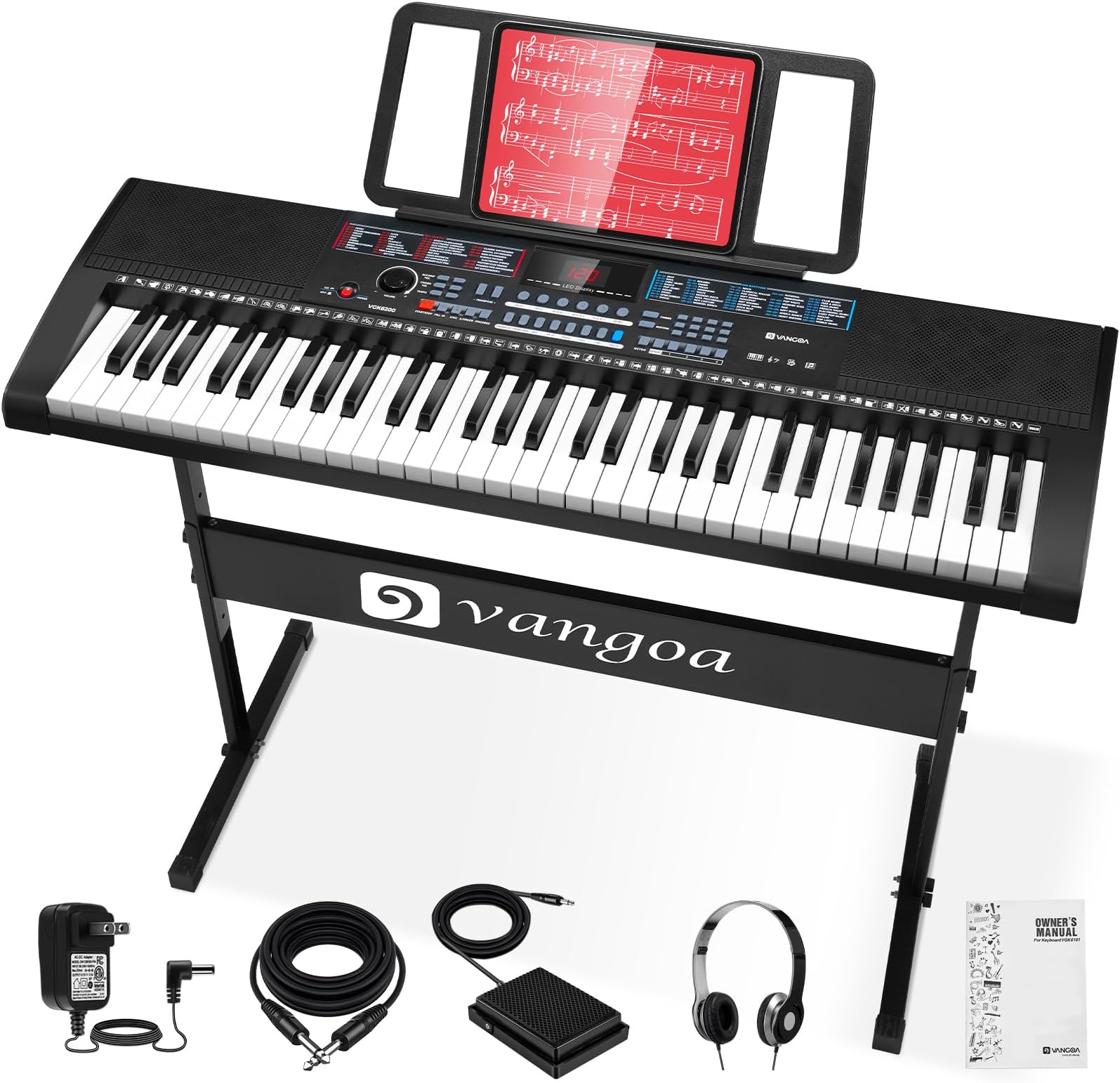 Amazon.com: RIF6 Electric 61 Key Piano Keyboard - with Over Ear ...