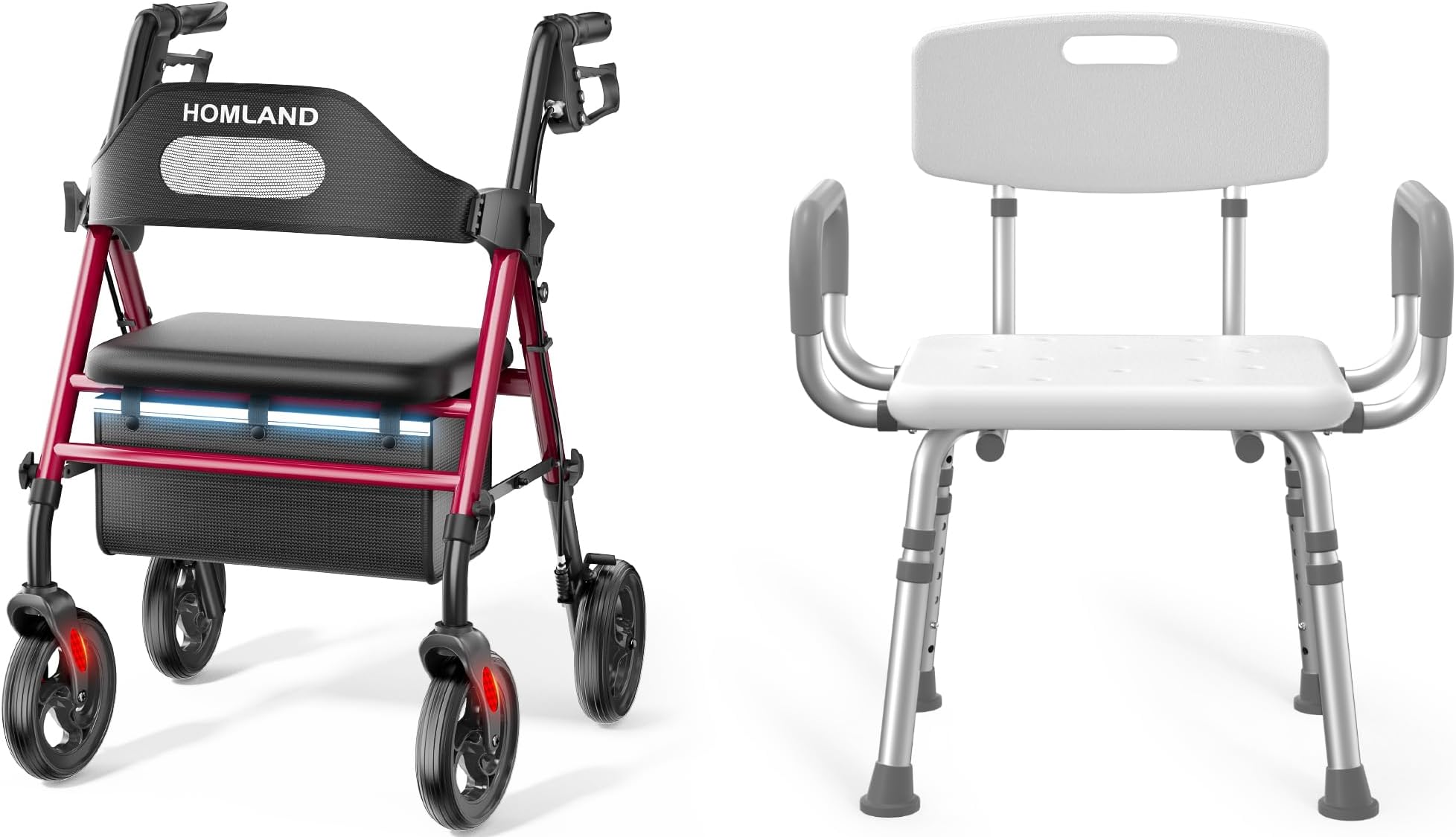 Amazon.com: Rollator Walker with Seat and Chair for Inside Shower with ...