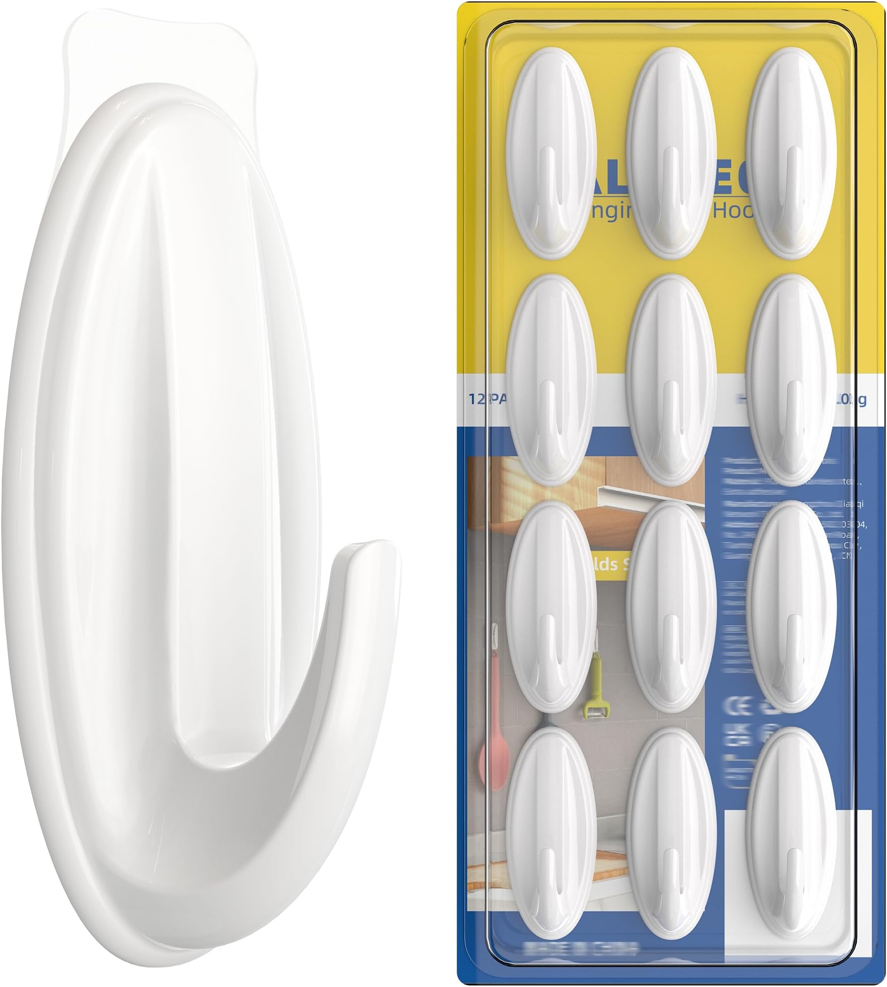 Amazon.com: ALOCEO 12 Pack Wall Hooks, Bathroom Adhesive Hooks with 13 ...