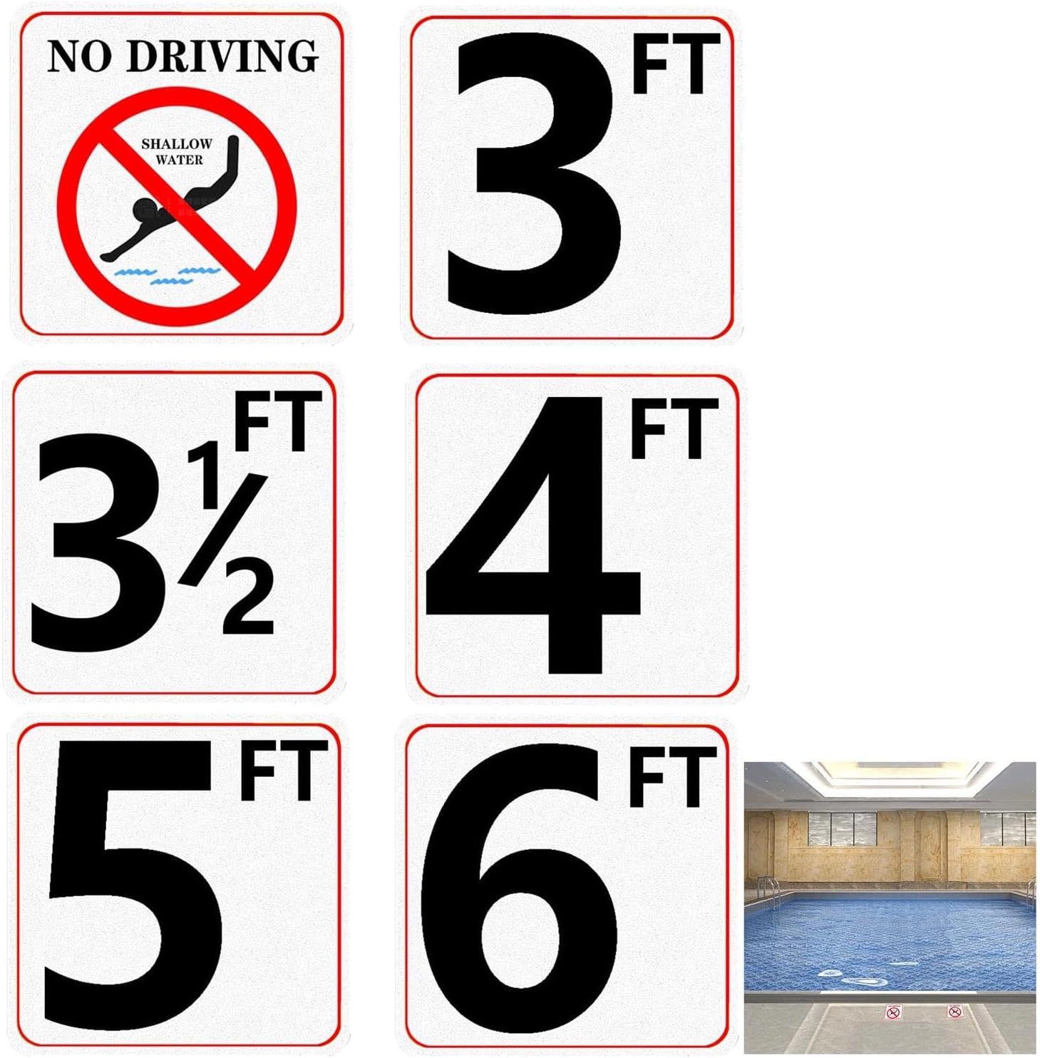 Amazon.com: Swimming Pool Depth Marker Sticker No Diving Adhesive Pool ...