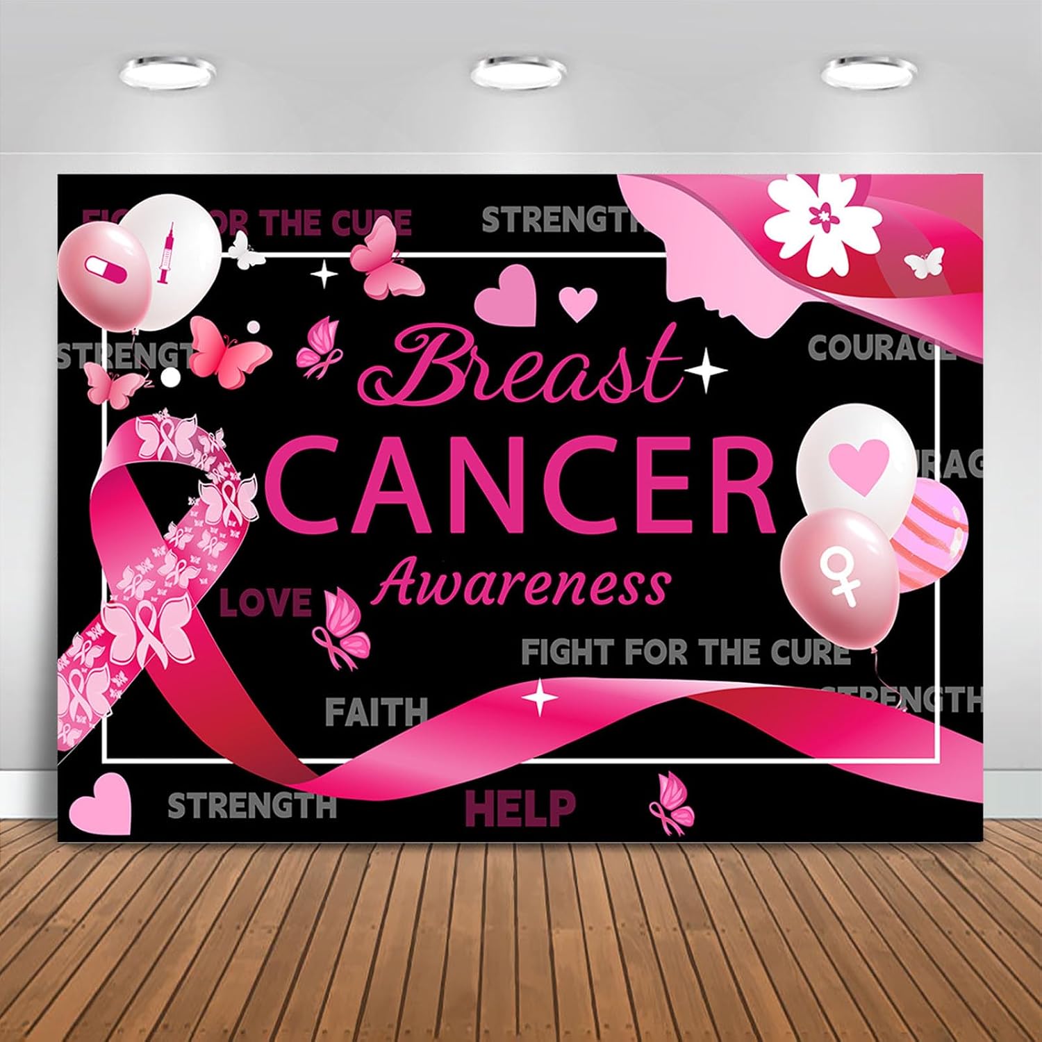 Amazon.com : Mocsicka Breast Cancer Awareness Backdrop Banner Pink ...
