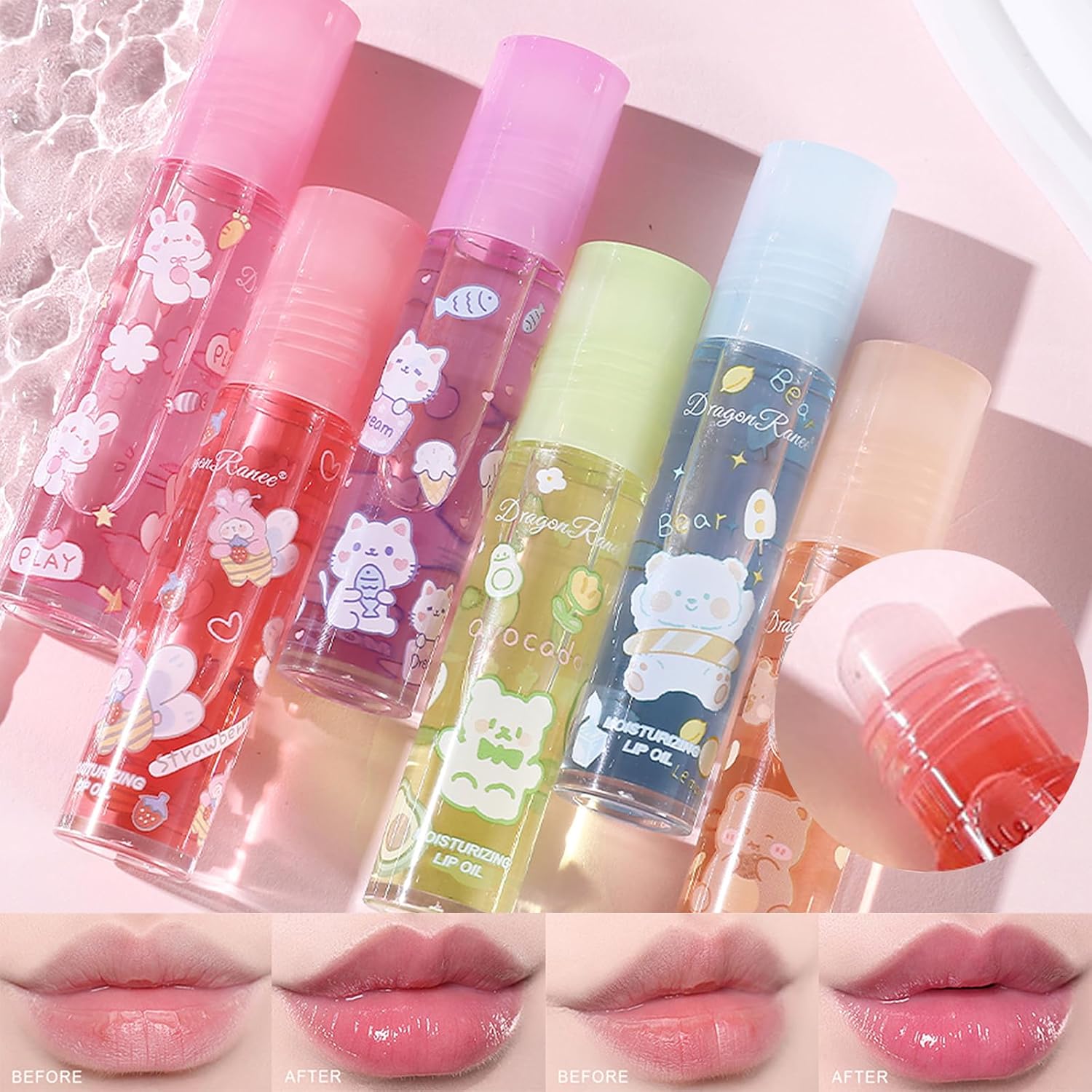 Amazon.com : DENESTUP 6pcs Roll On Lip Gloss Set, Fruit Flavored Lip ...