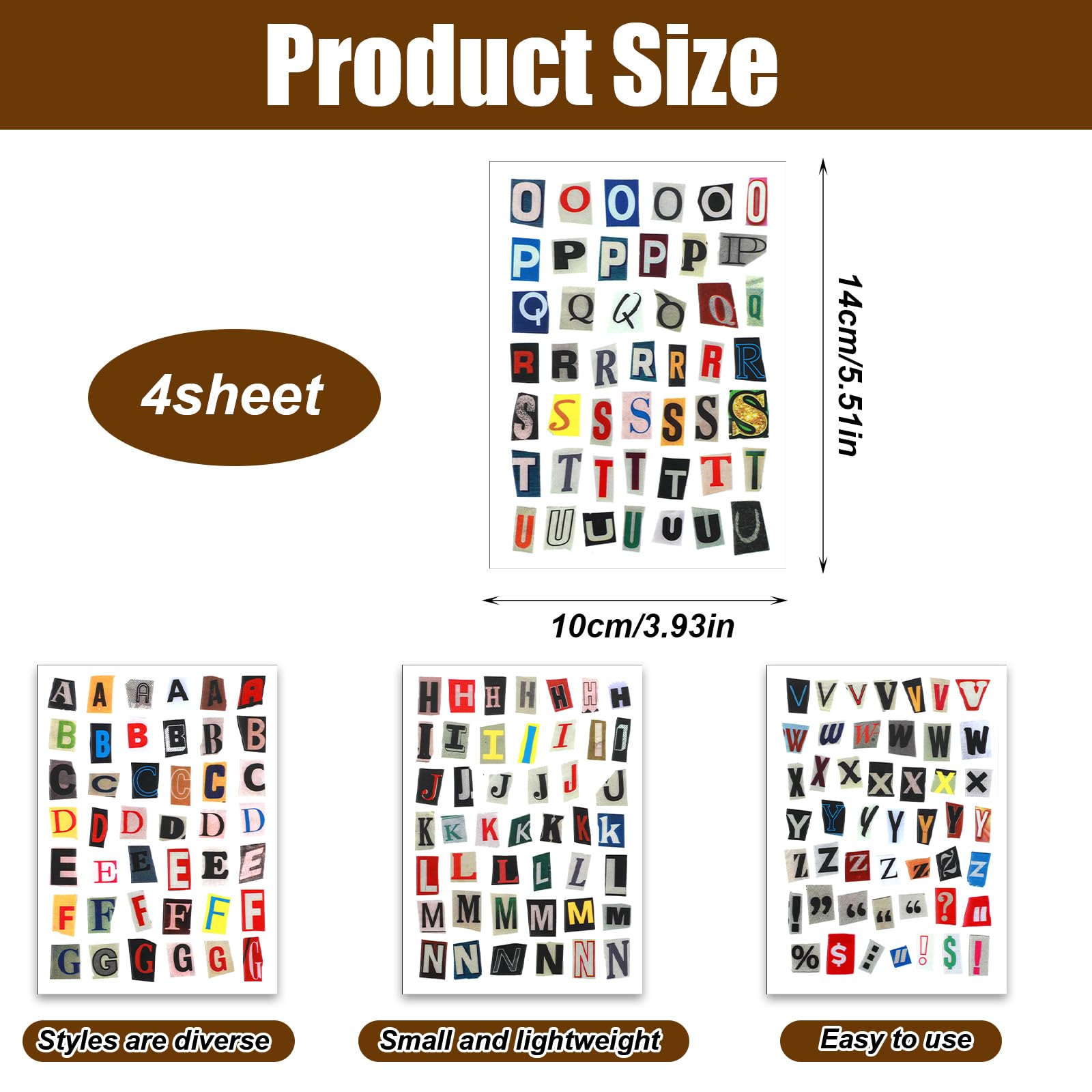 Snapklik.com : 181pcs / 4 Sheets Retro Alphabet Stickers, Vintage ...