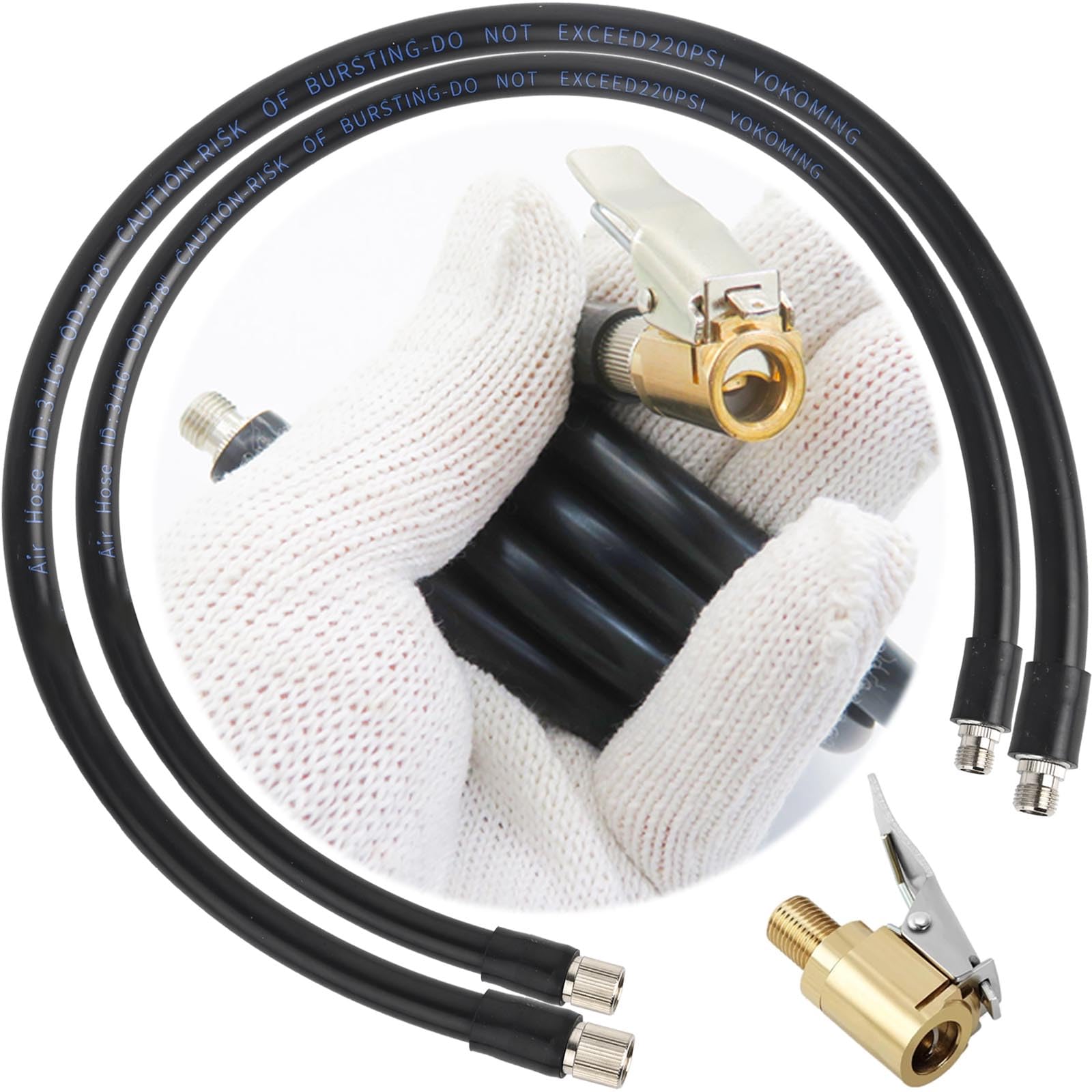 Amazon.com: YOKOMING Tire Inflator Hose 2×19"(50cm) Portable Compressor ...