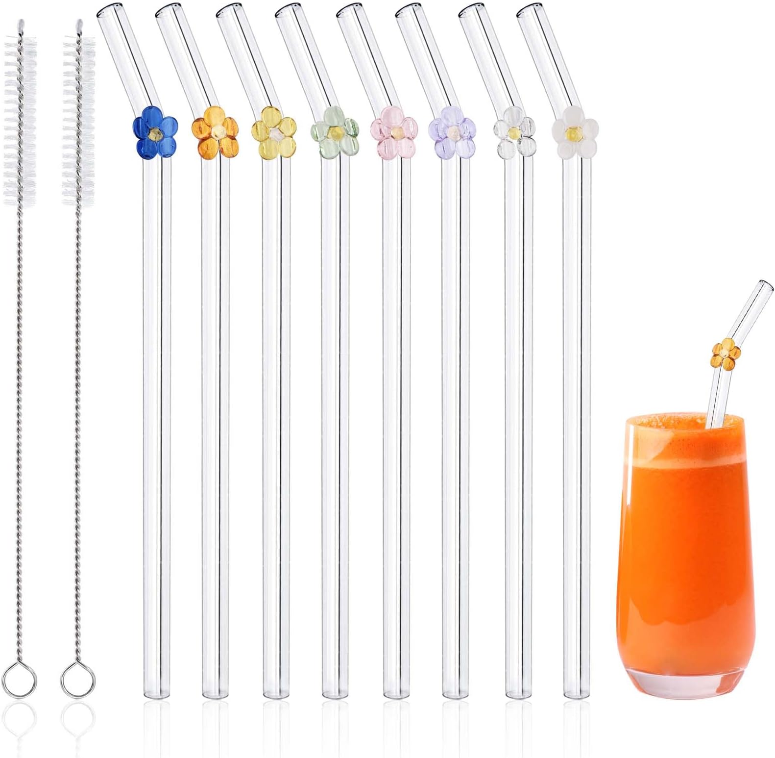 Amazon.com: HMDZMR Reusable Straws Clear Glass Straws Shatter Resistant ...