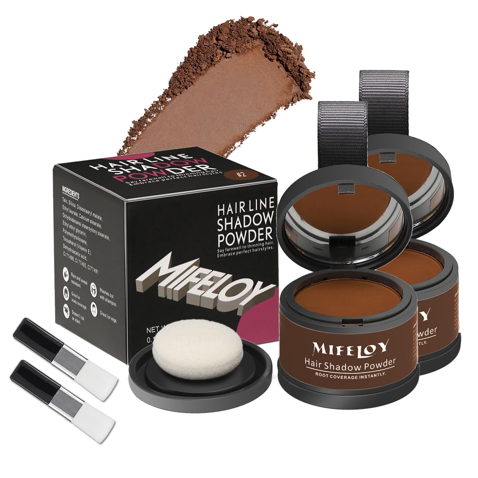 Amazon.com: Mifeloy 2 Pack Root Cover Up Powder, Medium Brown - Long ...