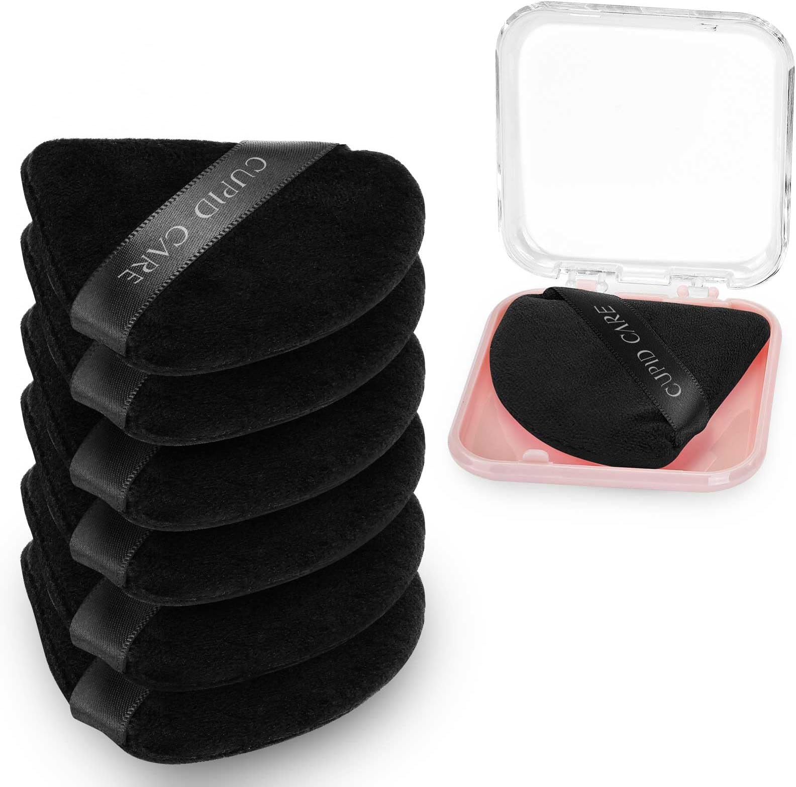 Amazon.com: CUPID CARE 6 Pcs Triangle Powder Puff with 2 Travel Cases ...