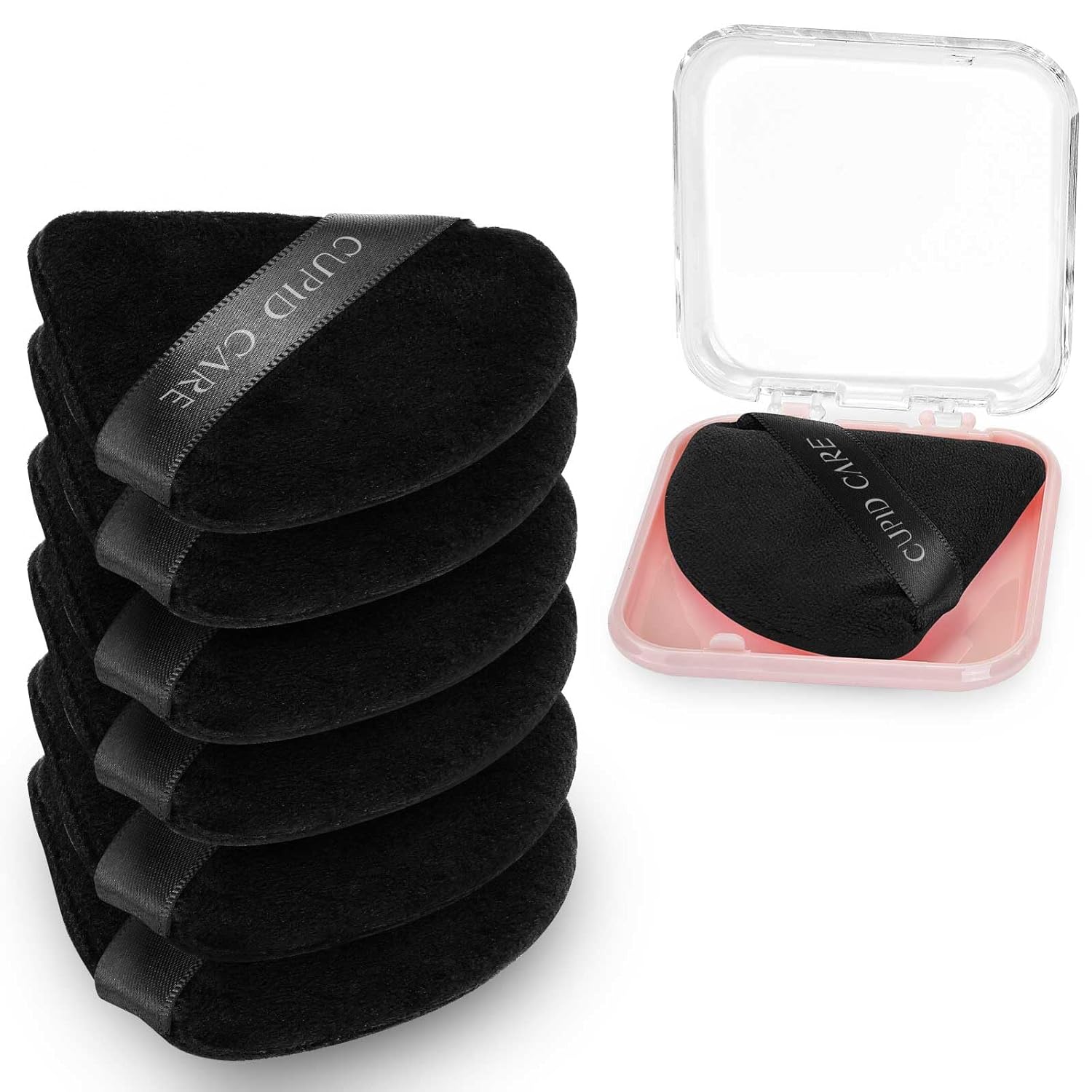 Amazon.com: CUPID CARE 6 Pcs Triangle Powder Puff with 2 Travel Cases ...