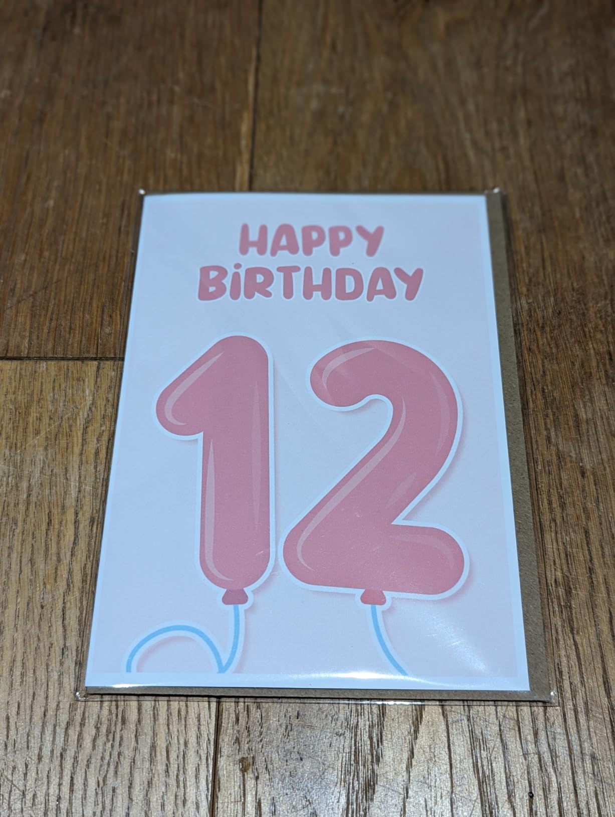 12th Birthday Card for Girls - Pink Balloons for 12 Year Old Girl Bday ...