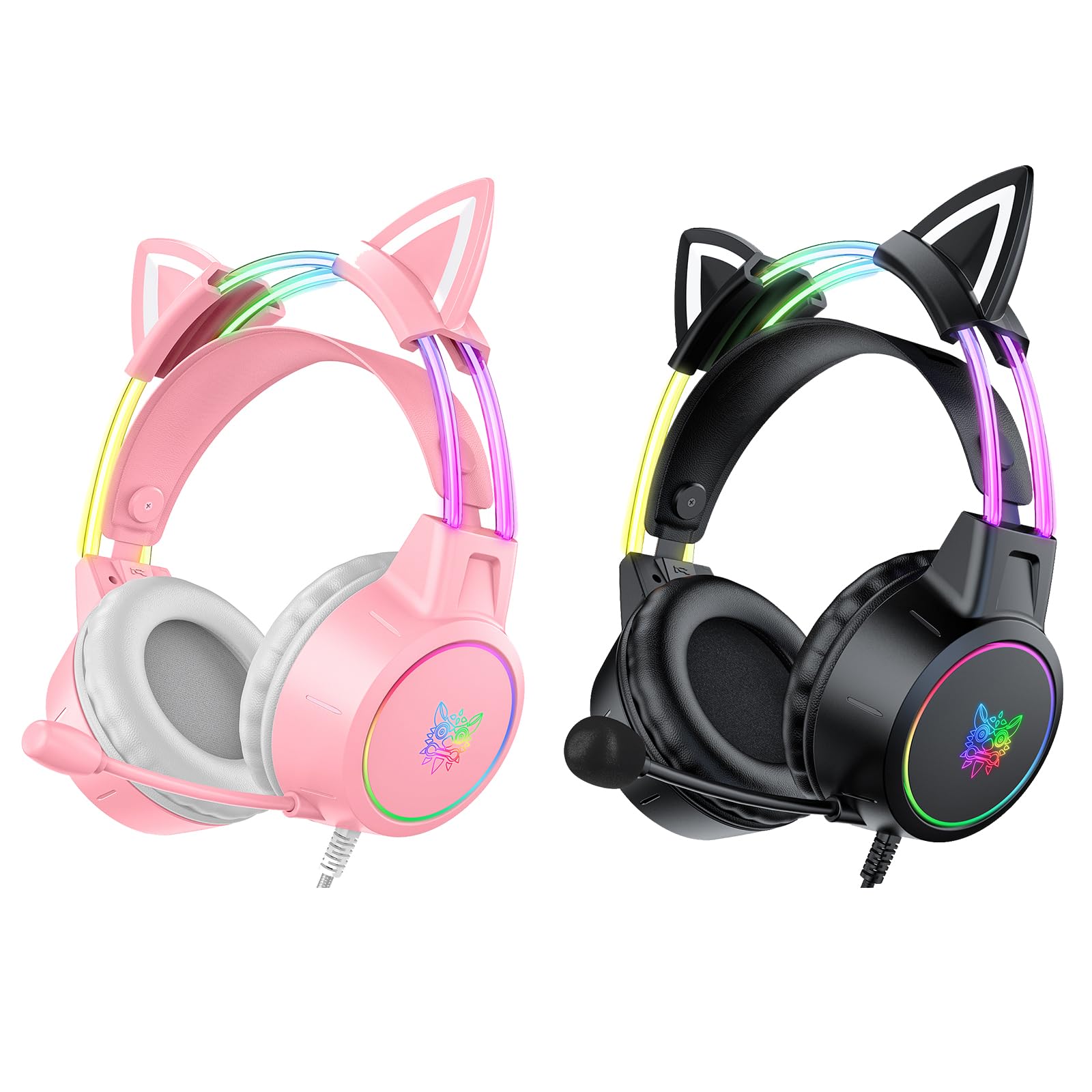 Amazon.com: ONITOON PC Gaming Headsets with Removable Cat Ears,Gradient ...