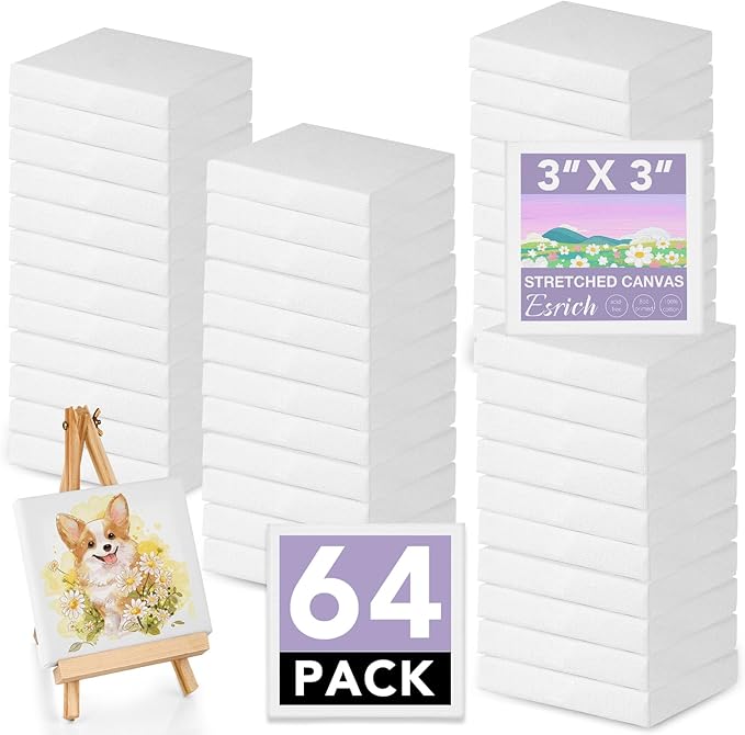 Amazon.com: ESRICH Mini Canvases for Painting, 3x3IN Canvas in Bulk ...