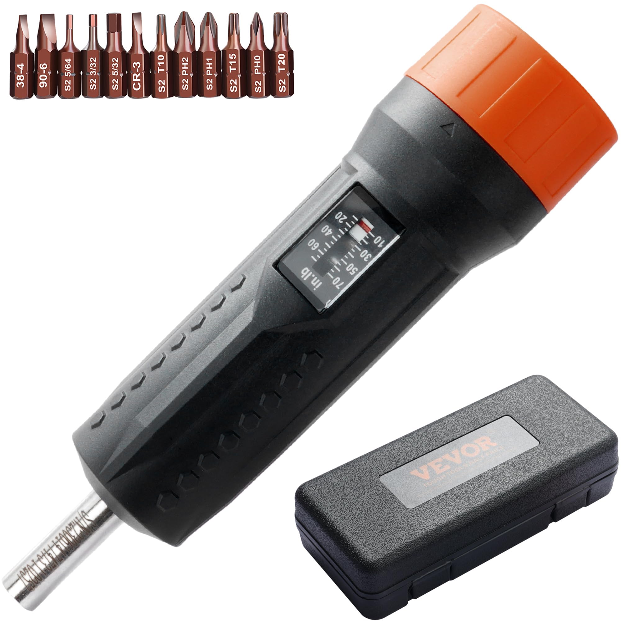 VEVOR 1/4" Drive Torque Screwdriver Wrench Set | 10-70 in-lbs Torque ...