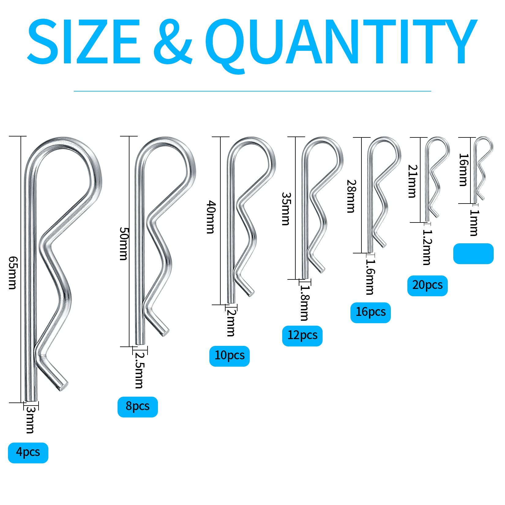 Snapklik.com : Cotter Pins Assortment Kit, Split Cotter Pins, Hair Pin ...