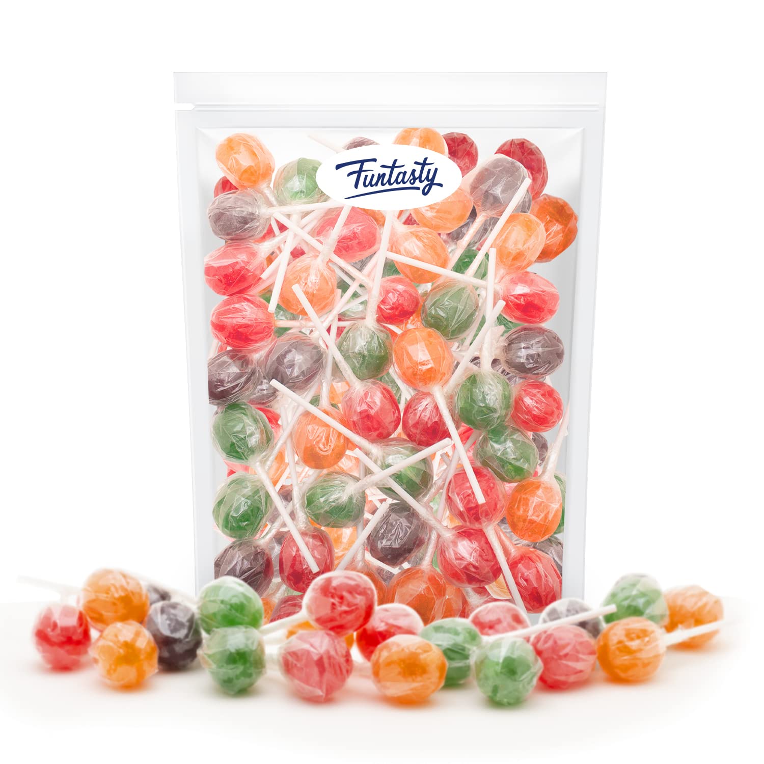 Buy Funpops Assorted Fruit Ball Lollipops Hard Candy, Bulk Pack 2 ...