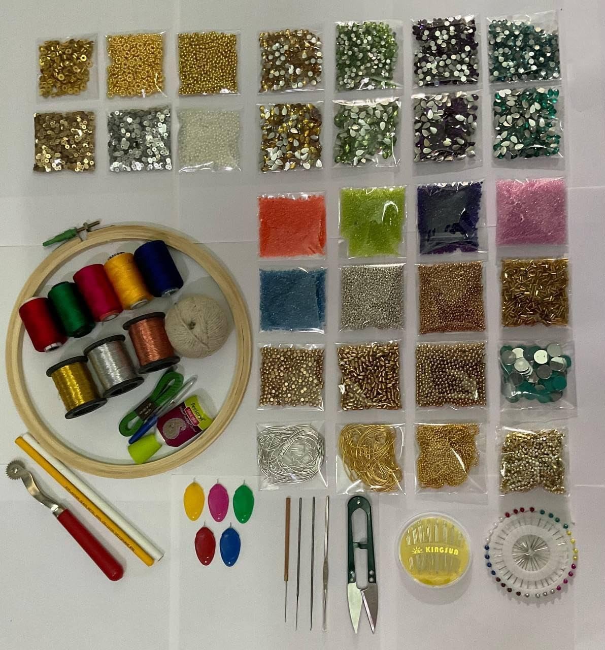 10" Hoop Maggam/Aari/Embroidery Advanced kit(Pack of 58) : Amazon.in ...