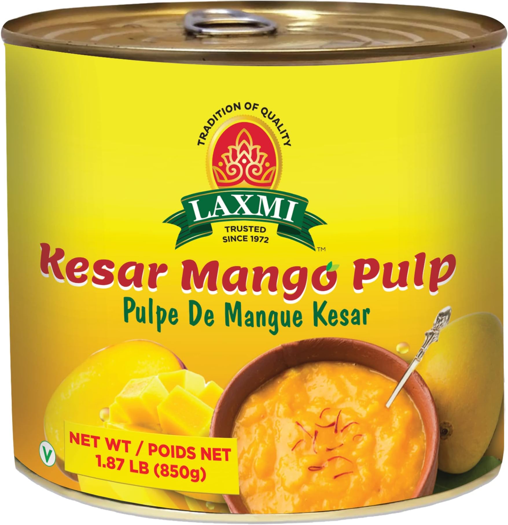 Amazon.com : Laxmi All-Natural Kesar Canned Mango Pulp - 850gm ...