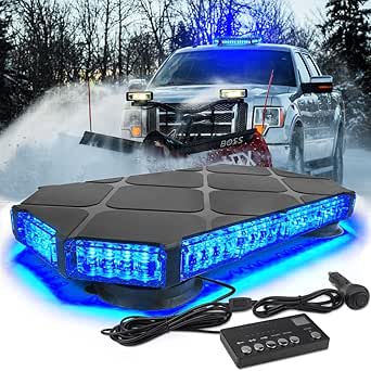 Amazon.com: FOXCID 56 LED Blue Rooftop Strobe Beacon Lights Bar w/Controller Magnetic Emergency ...
