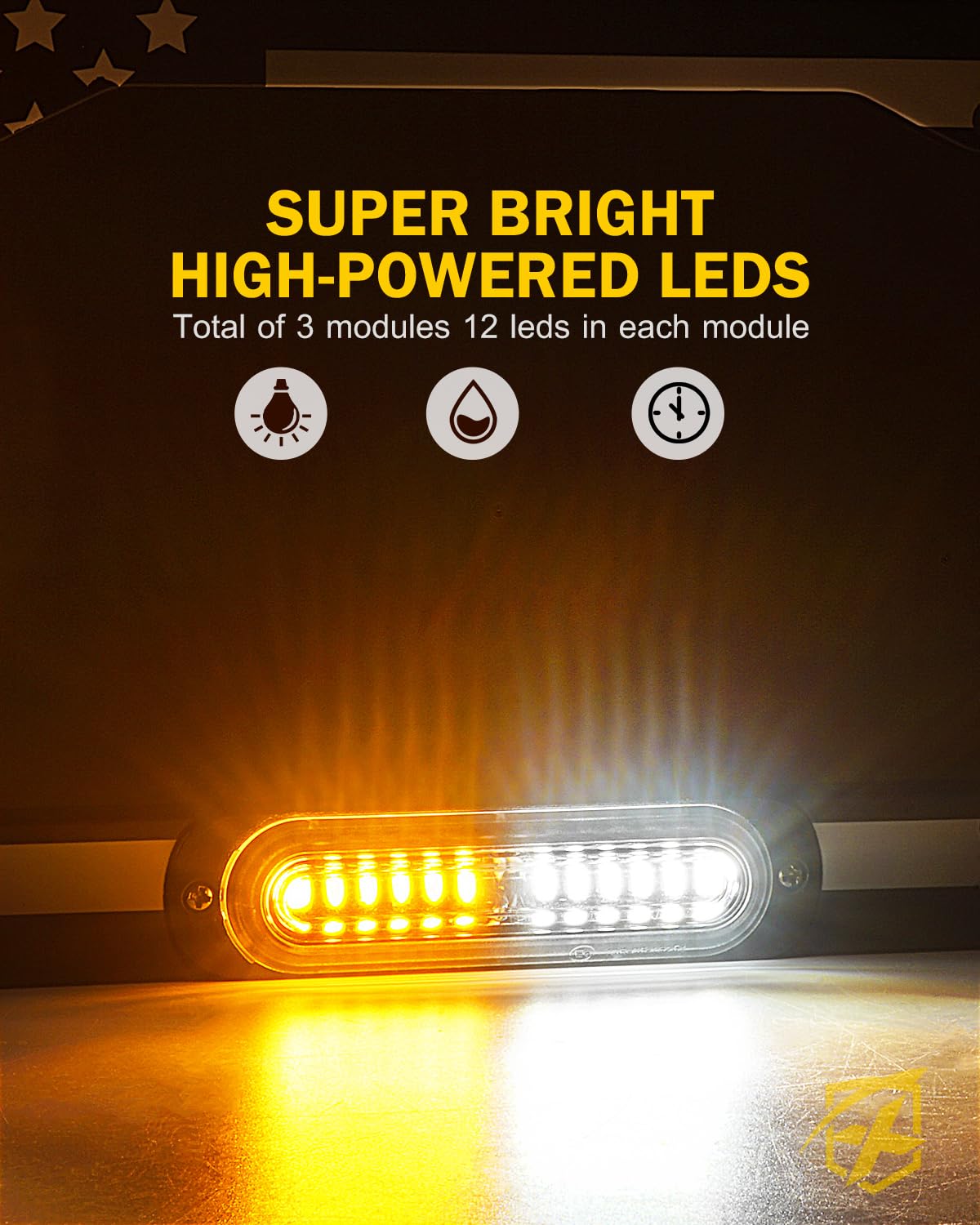 Snapklik.com : Xprite 36 LED License Plate Strobe Light, US Flag Front ...