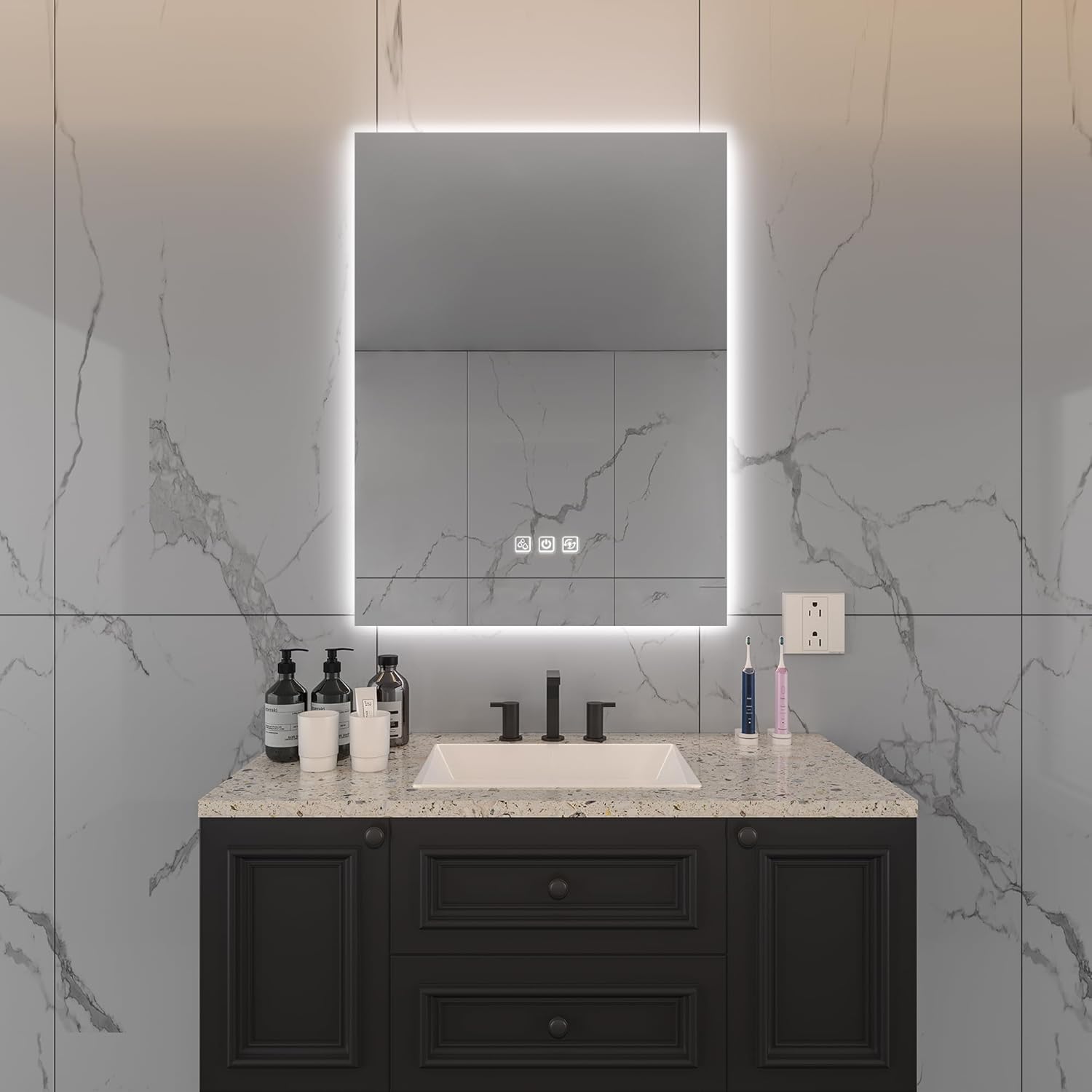 Amazon.com: SILUMIN 32" x 24" LED Bathroom Mirror Bright Backlight, 5 ...