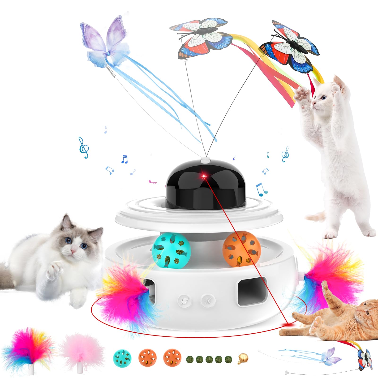 Ficuok 5 in 1 Interactive Cat Toys, Automatic Kitten Toys, Cat Toys for ...