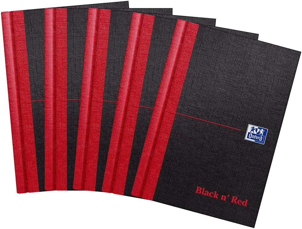 Oxford Black n' Red Casebound Hardback Notebook 192 Pages A6 (Pack of 5 ...