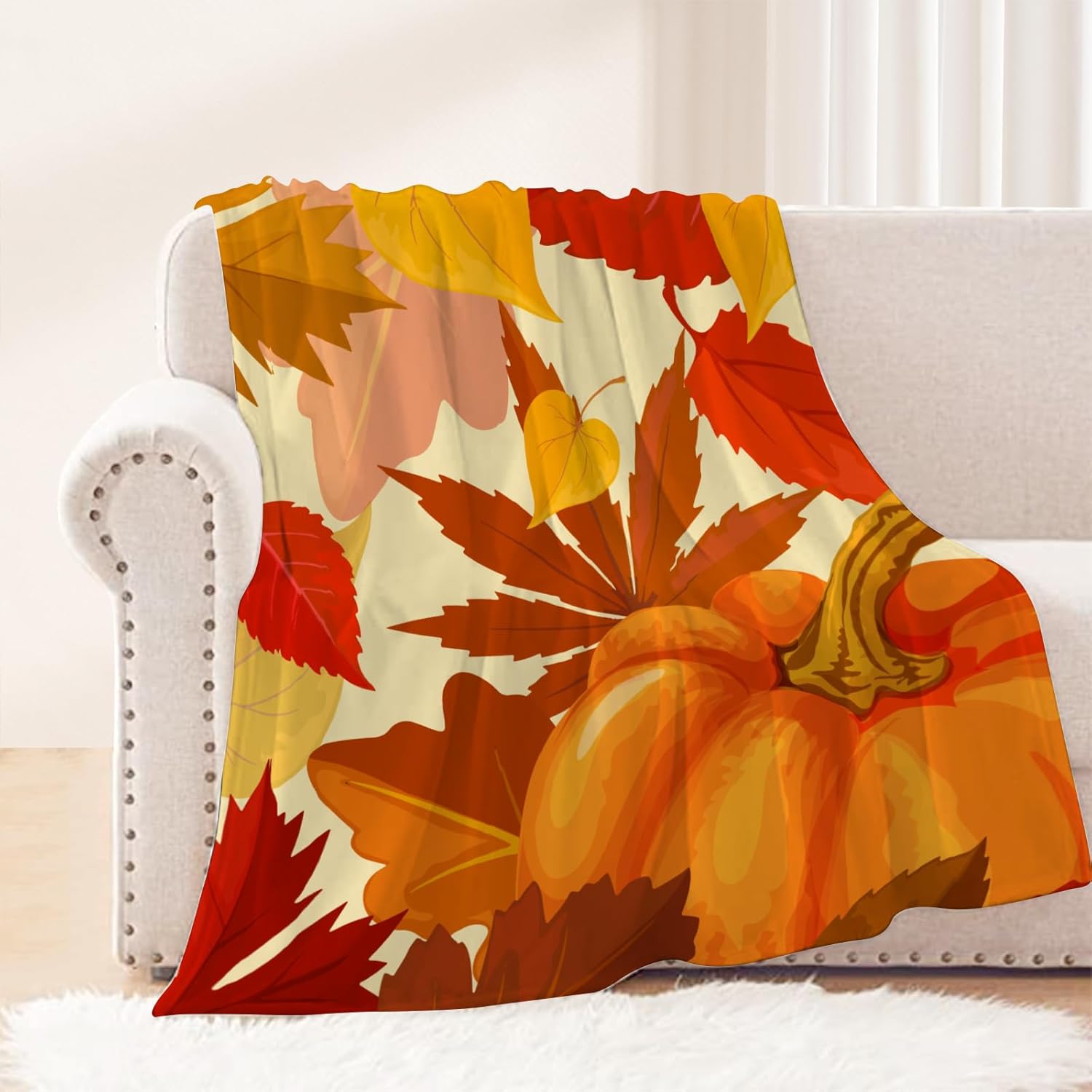 Amazon.com: Neatee Living Fall Decorative Throw Blanket Orange ...