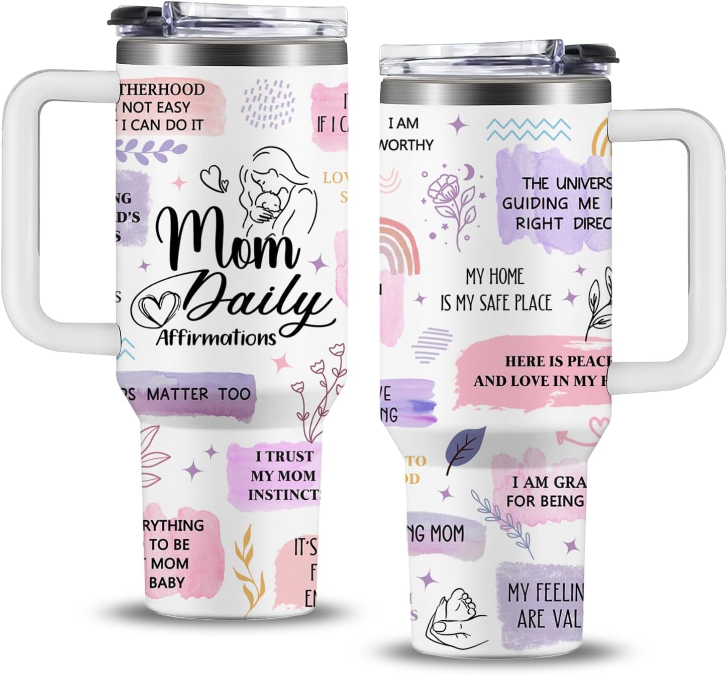 Amazon.com: Mom Daily Affirmations Tumbler 40 OZ, New Mom Gift After ...