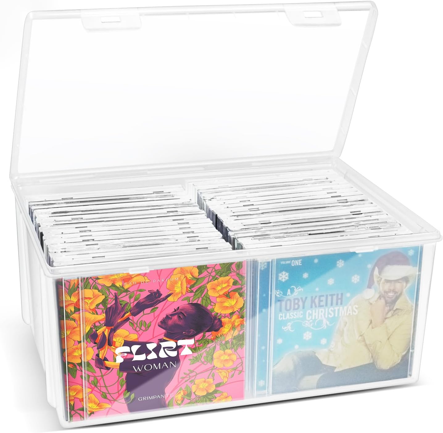 Amazon.com: CollectHall Plastic CD Storage Box, Store 40+ CDs, Clear DVD Storage Case : Home ...