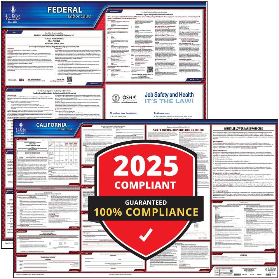 2025 California and Federal Labor Law Poster Set (English, CA State ...