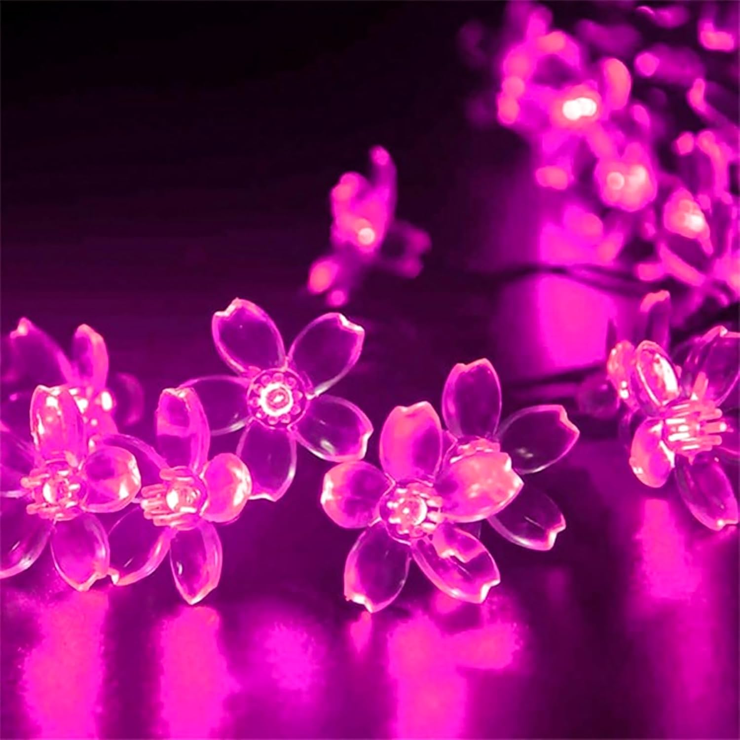 Amazon.com: JACUXLSS Pink Flower String Lights, 33Ft 100 LED 8 Modes ...