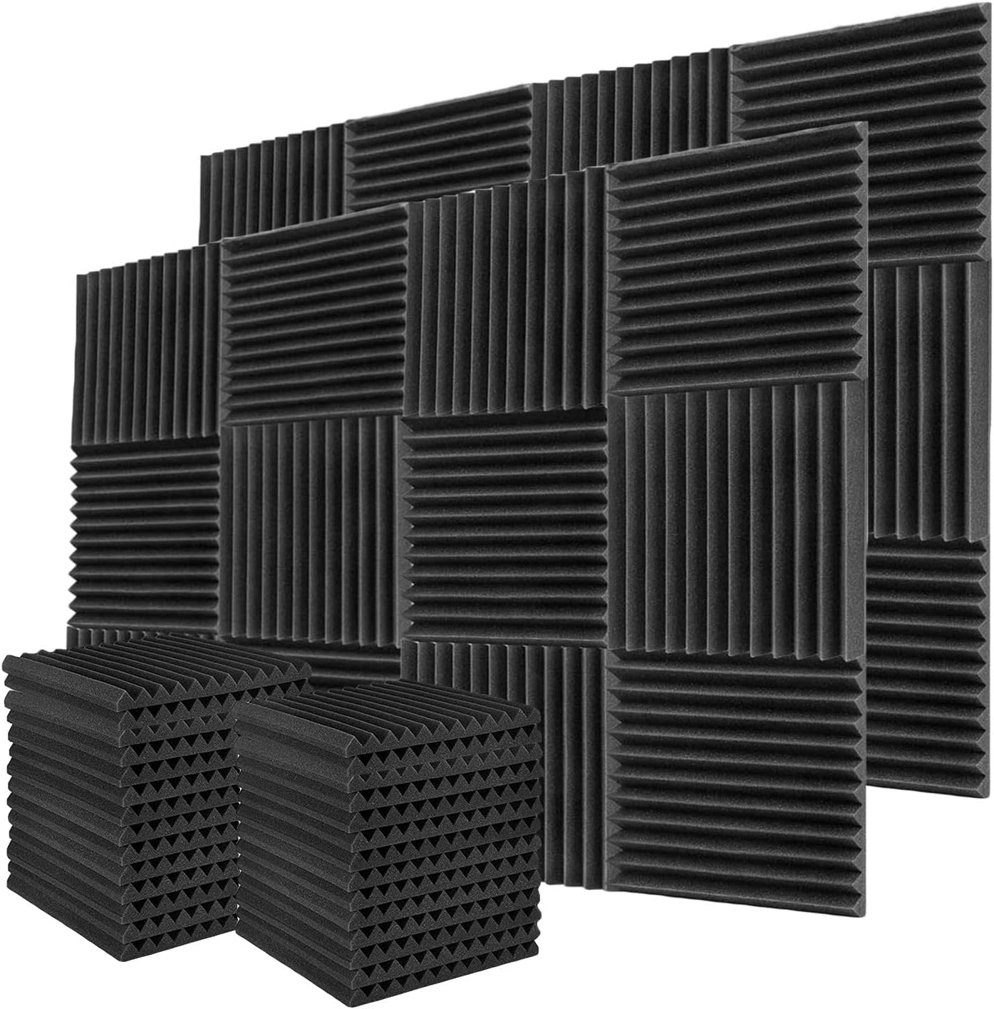 Amazon.com: 48 Pack Black 1" x 12" x 12" Acoustic Grid Studio Foam ...