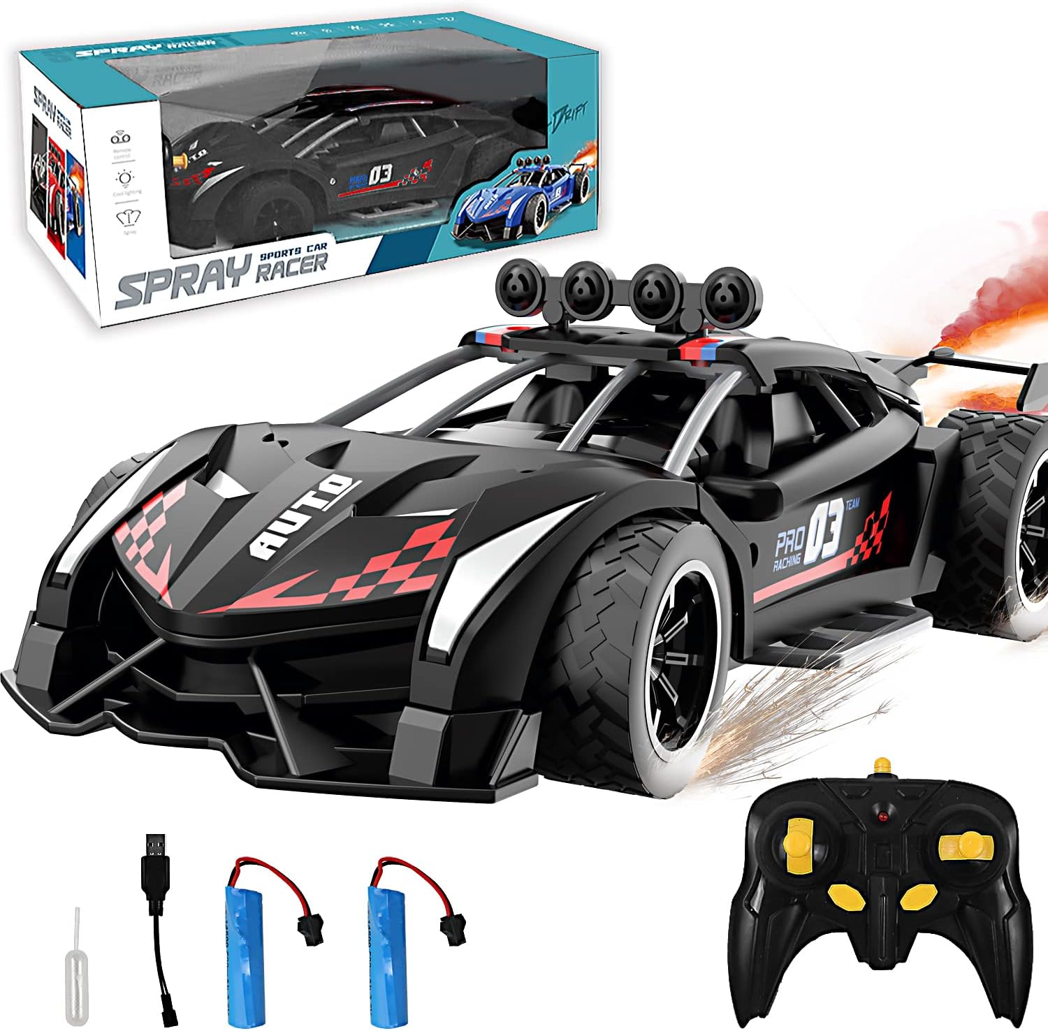 Amazon.com: HT HONGTENG RC Car with Spray and Cool Lights,2.4Ghz Remote ...