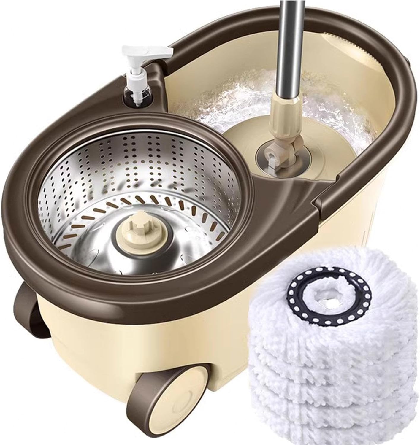 AMNOOL Spin Mop and Bucket with Wringer Set | 360 Split Mop Bucket ...