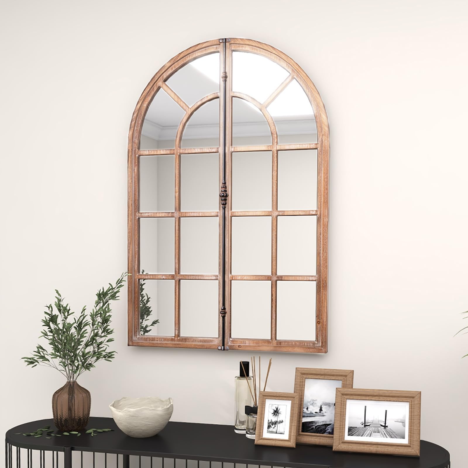 Amazon.com: CHARMAID Farmhouse Arch Wall Mirror - 34"x24" Arched Window ...