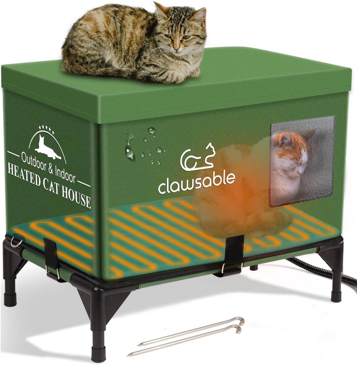 clawsable Indestructible Heated Cat House for Outdoor Cats in Winter ...