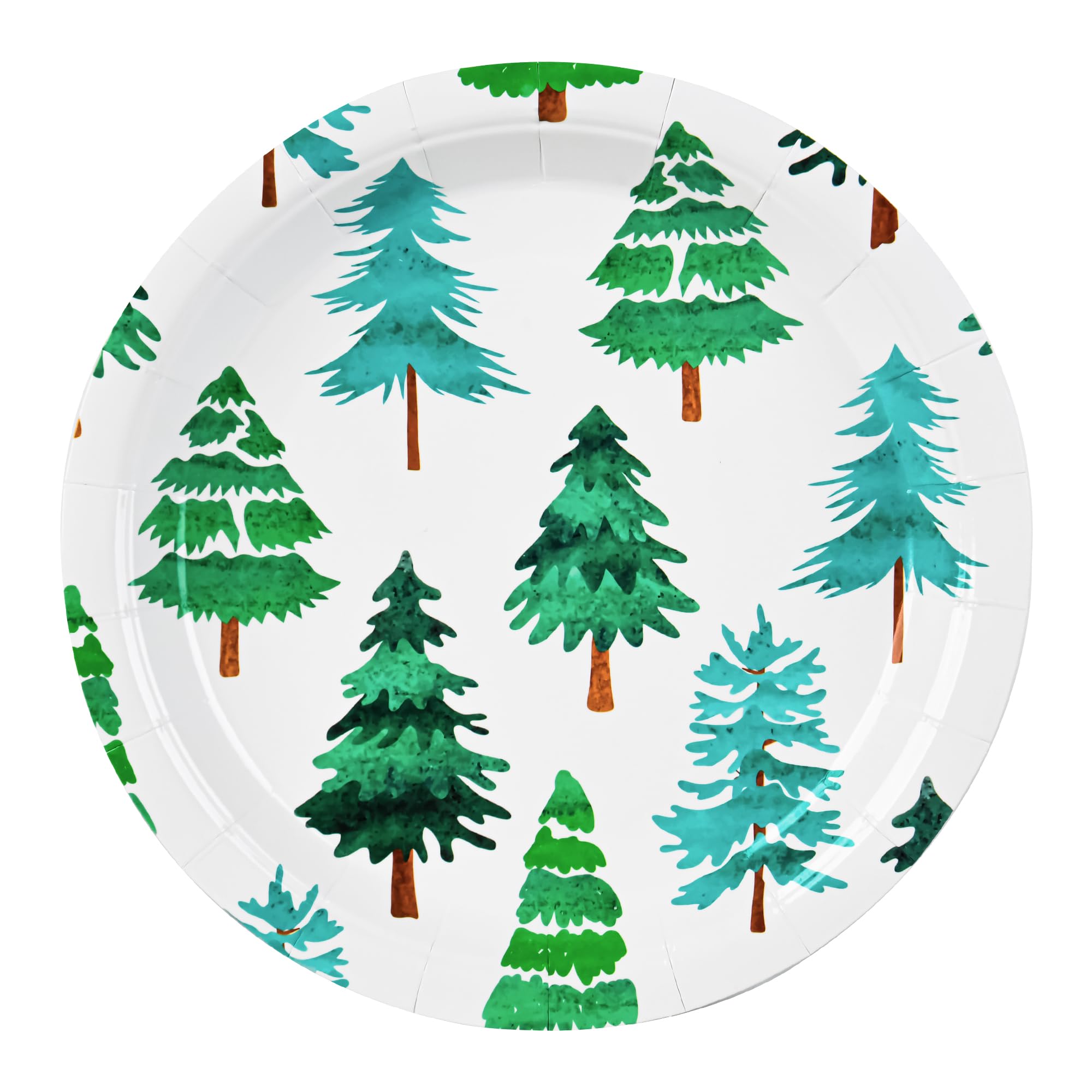 Amazon.com: AimFun 24Pcs Christmas Tree Paper Plates Pine Trees ...