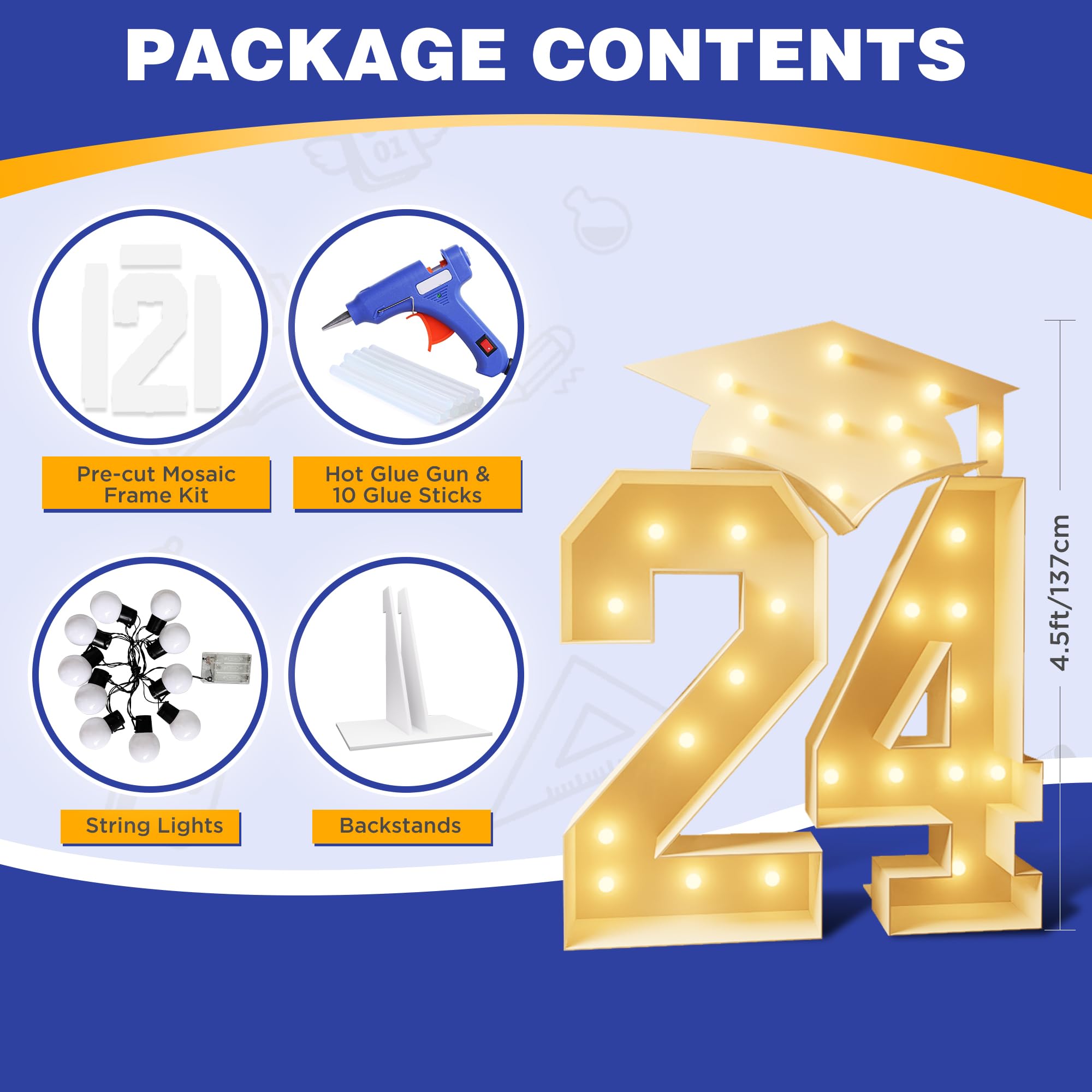 Snapklik.com : Graduation Decorations 2024 Party Numbers: 4.5FT ...