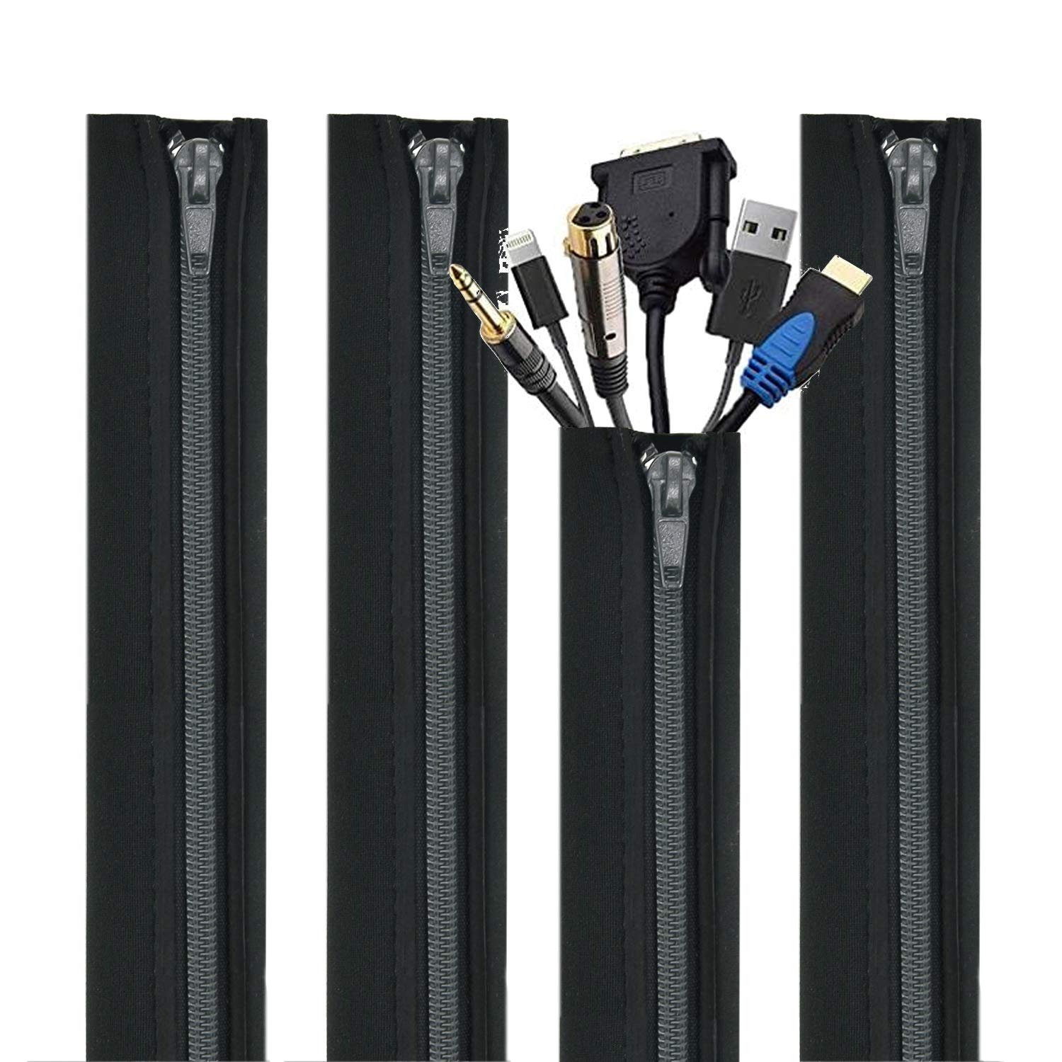 Buy Cable Management Sleeve, 19.5 inch Cord Organizer Cable Wrap Wires ...