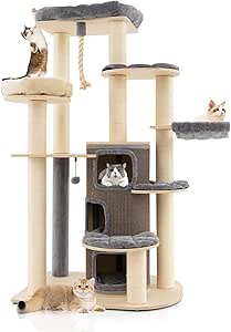 Amazon.com : Tangkula Tall Cat Tree, 67 Inch Multi-Level Modern Large Cat Tower with Top Perch ...