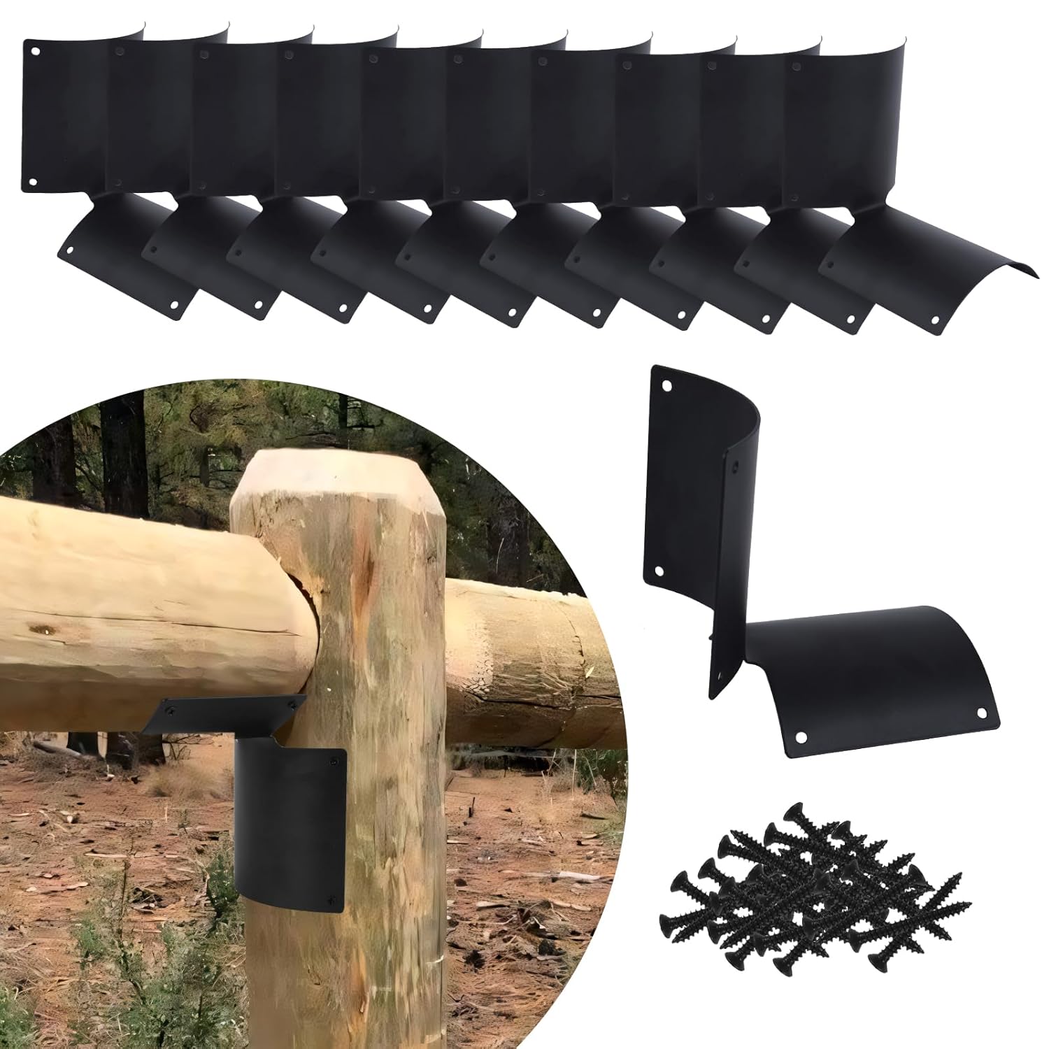 Amazon.com: 10 Pcs Round Fence Post Bracket, Round Post Bracket, Fence ...